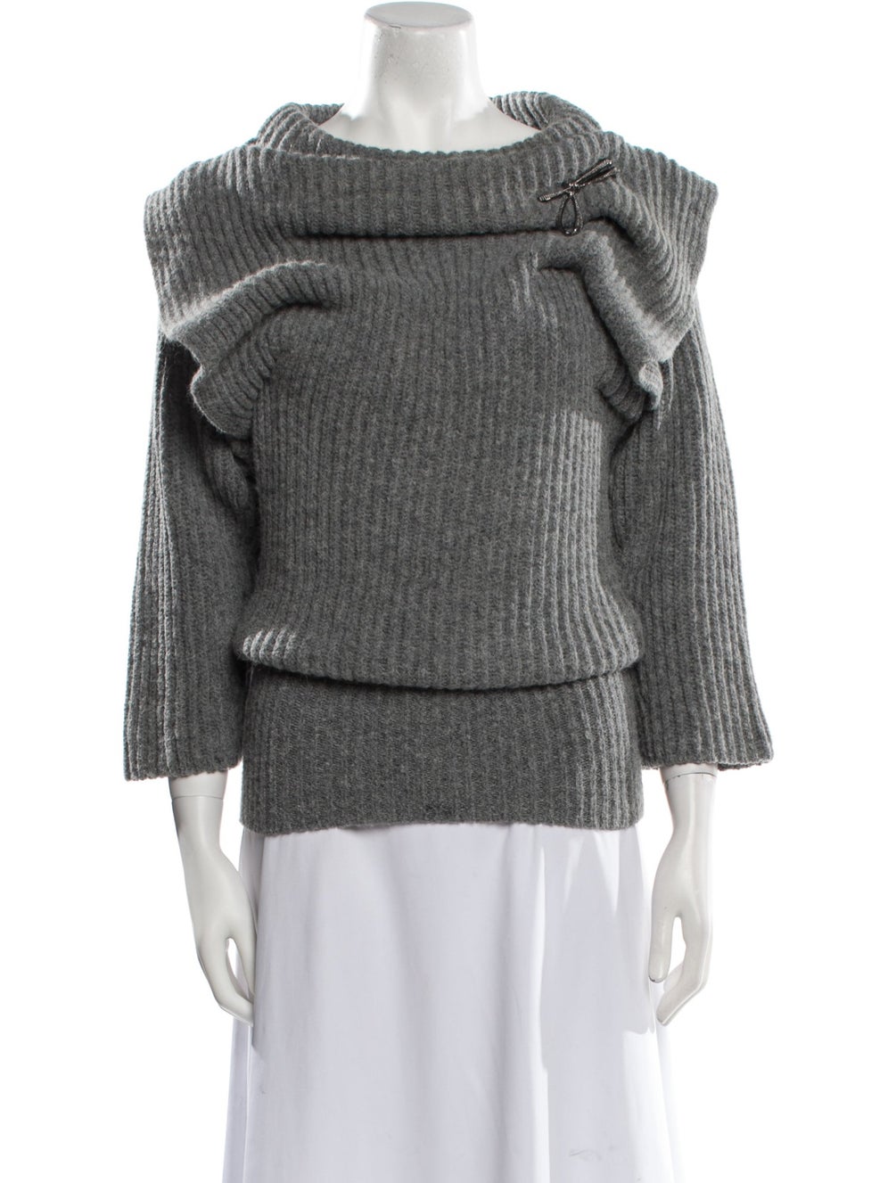 Valentino Cowl Neck Sweater - Grey Knitwear, Clothing - VAL540634 | The ...