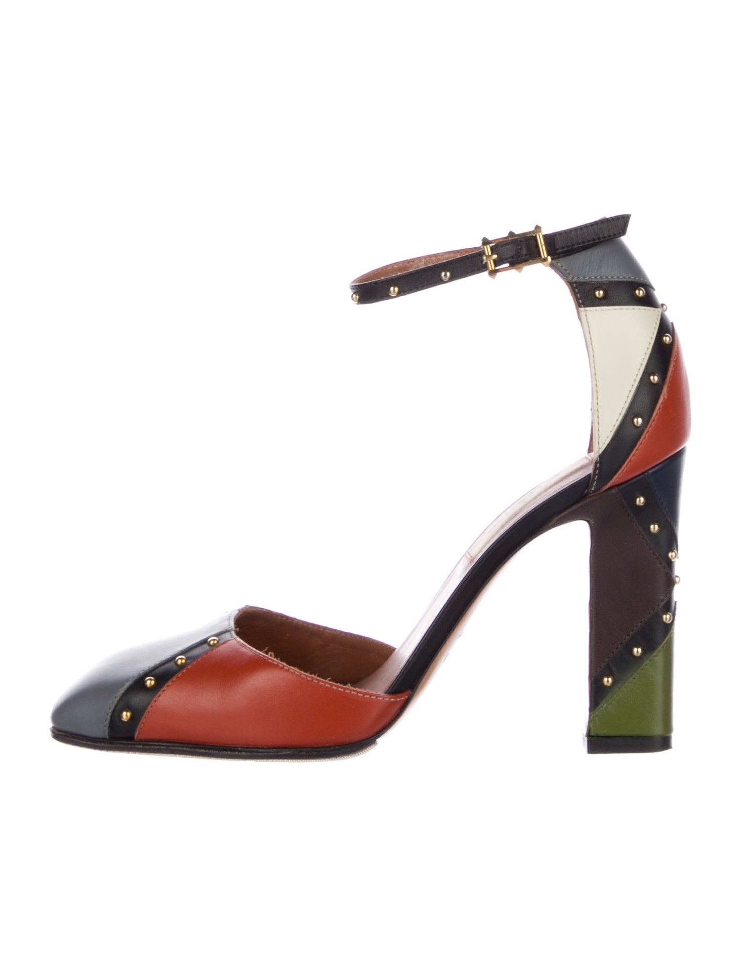 Valentino Leather Colorblock Pattern D'Orsay Pumps - Black Pumps, Shoes ...