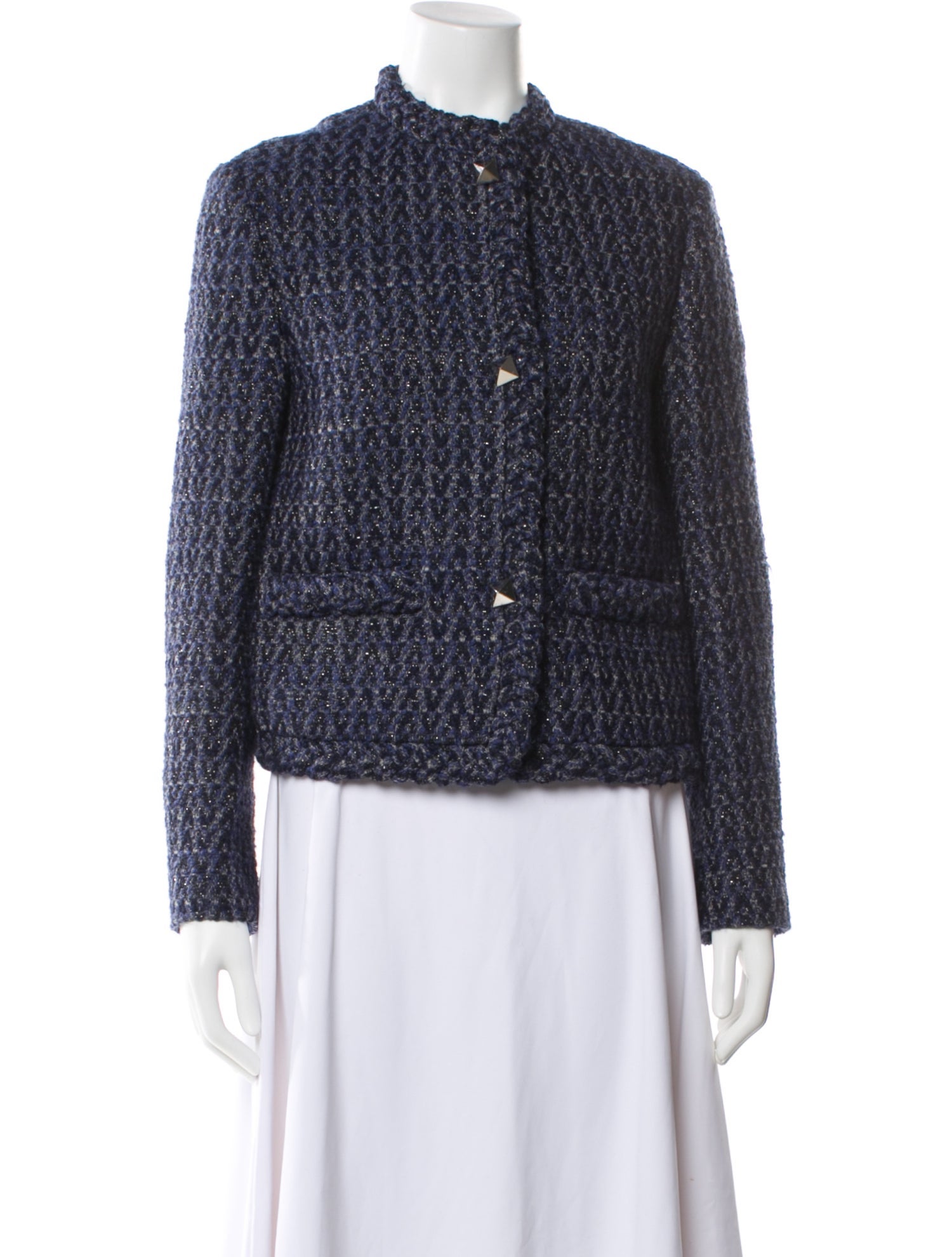 Valentino Tweed Pattern Evening Jacket - Blue Jackets, Clothing ...