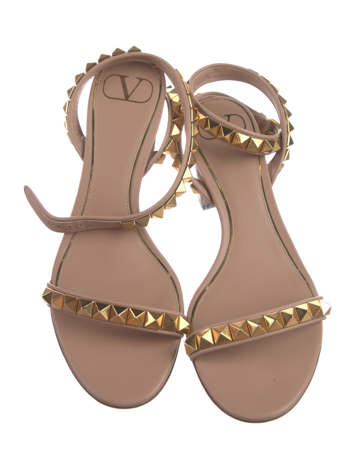 Valentino Rockstud Accents Leather Sandals - Pink Sandals, Shoes ...