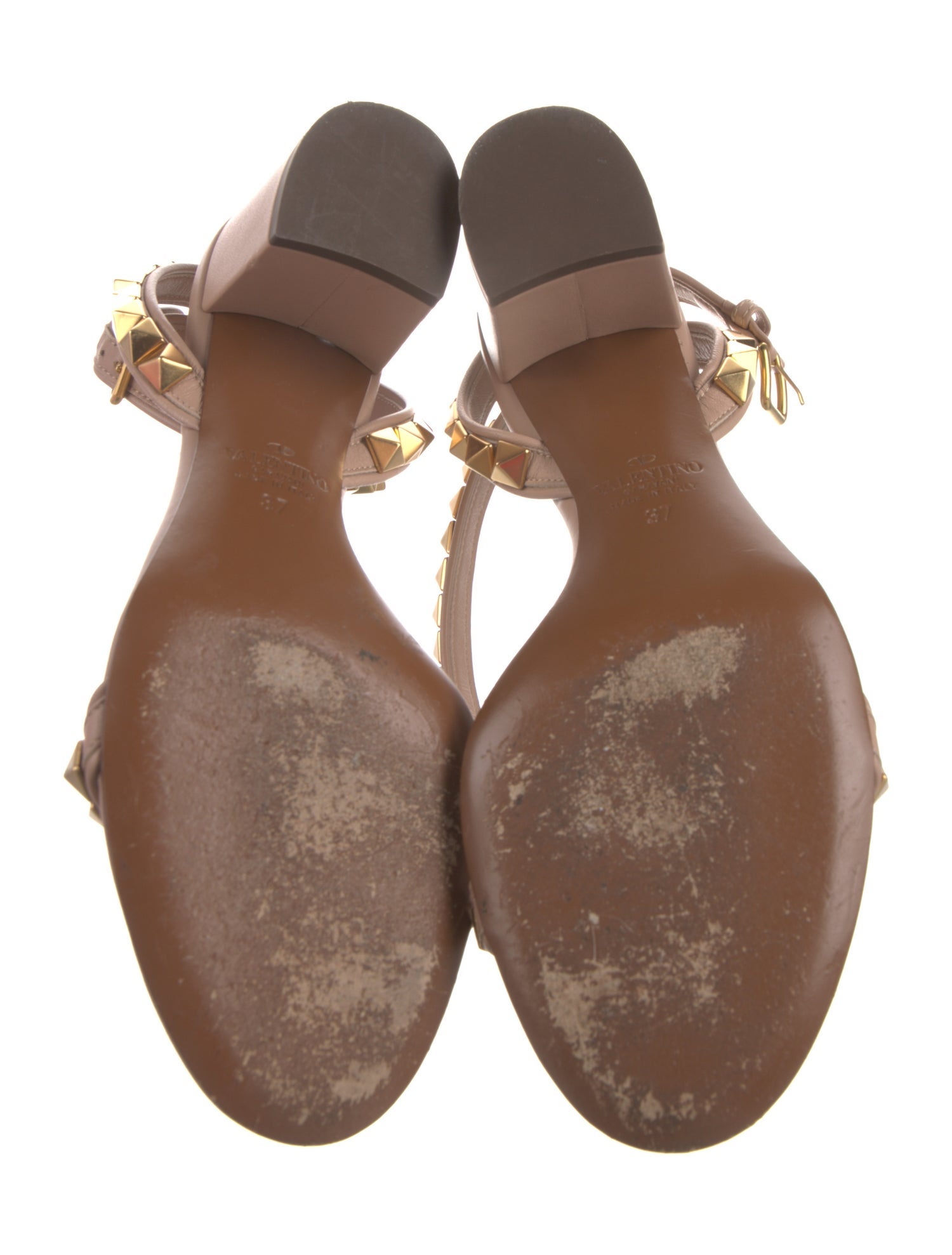 Valentino Rockstud Accents Leather Sandals - Pink Sandals, Shoes ...