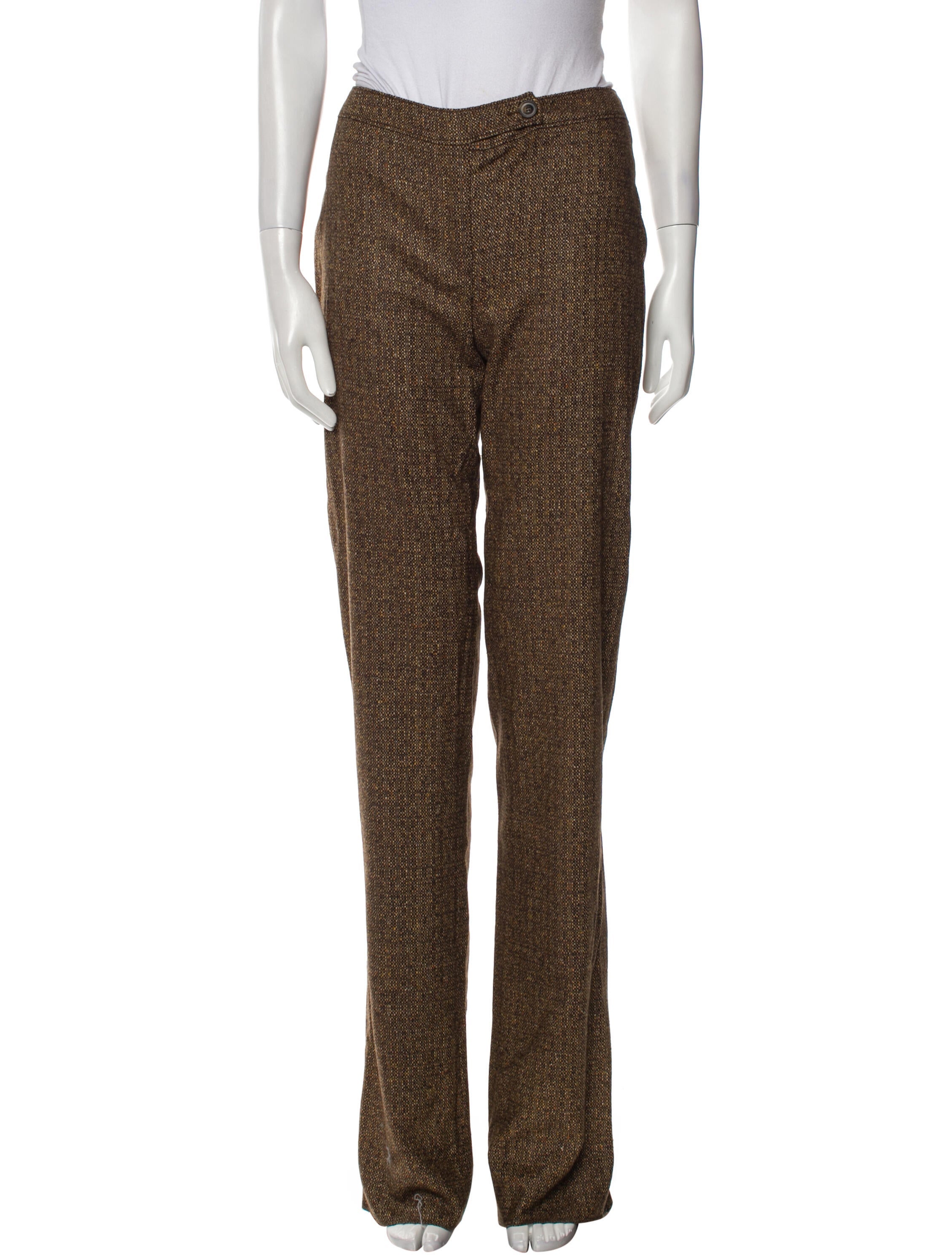 Valentino Wool Straight Leg Pants W Tags 825 Rise Brown Pants