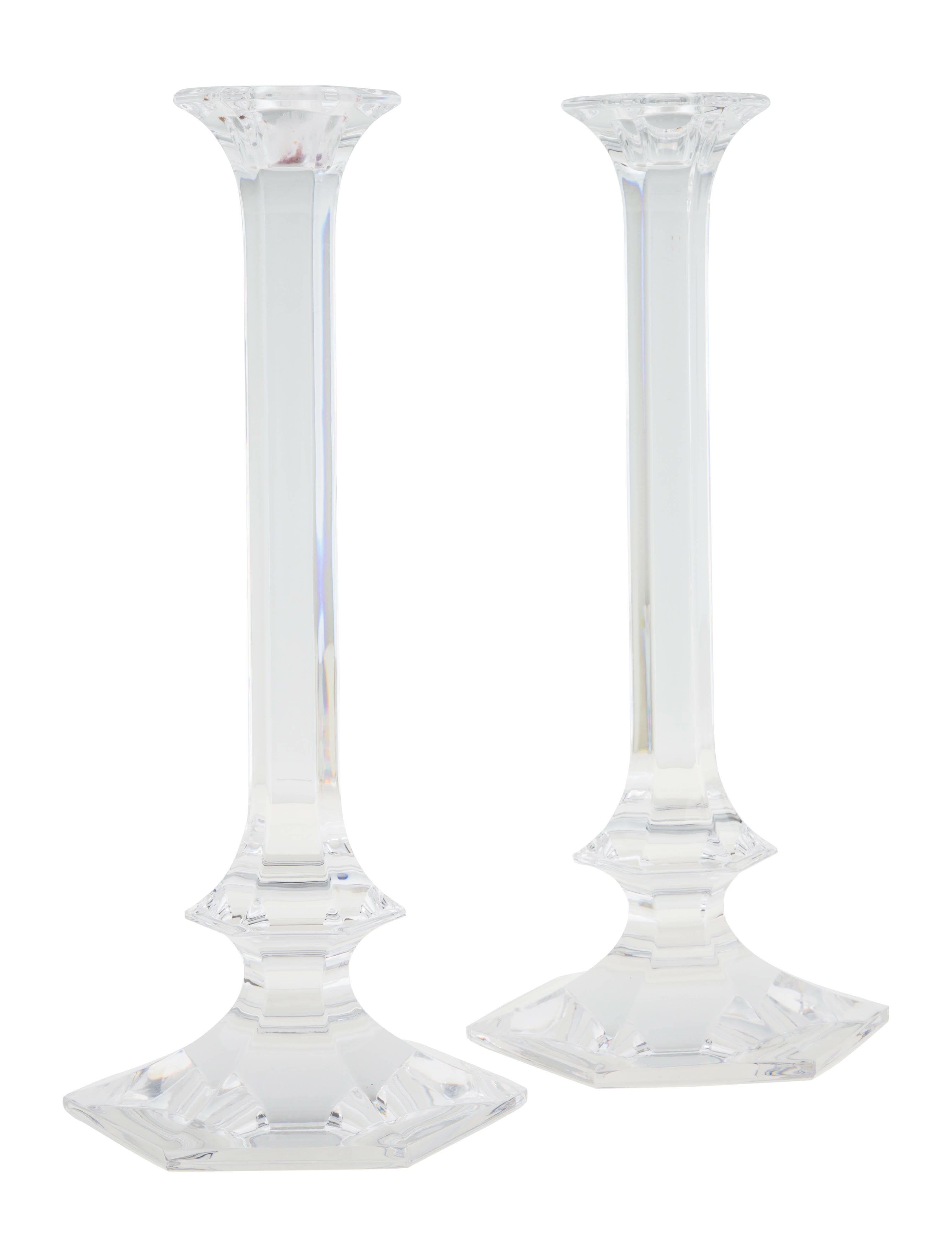 Val Saint Lambert Pair Of Crystal Elysee Candlesticks - Clear, 2 pieces ...