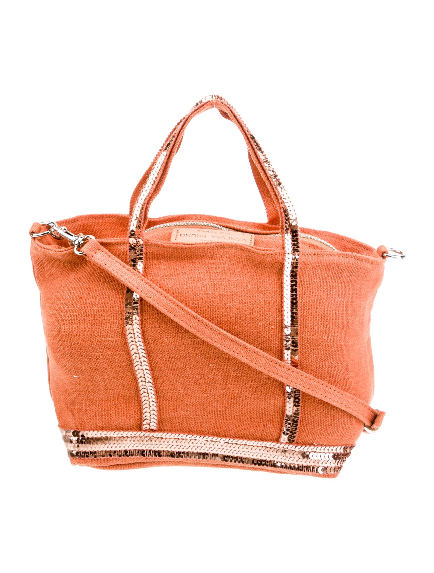 Vanessa Bruno Sequin Canvas Tote w/Tags - Orange Totes, Handbags ...