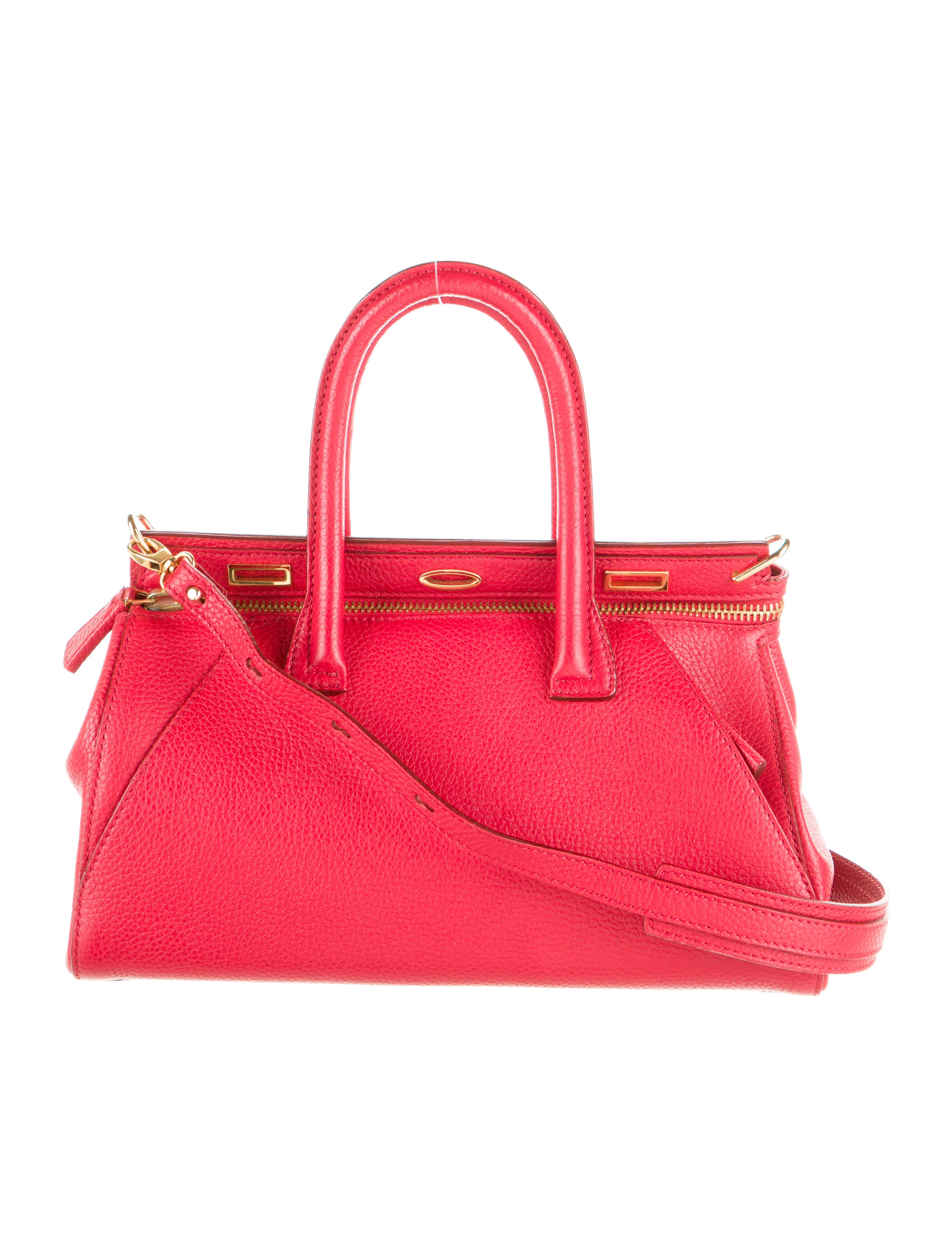 VBH Pebbled Leather Handle Bag - Red Handle Bags, Handbags - VBH22583 ...