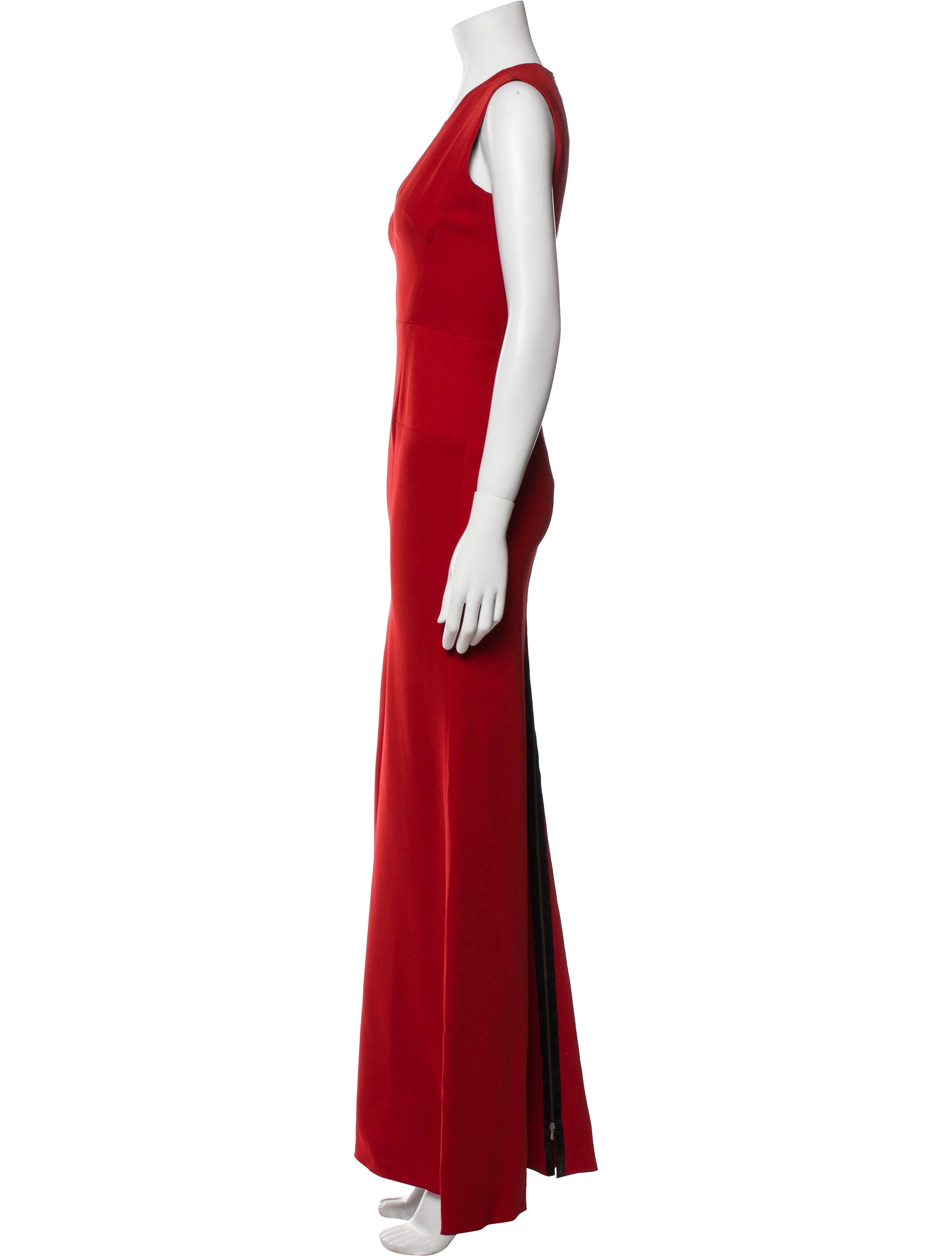 Victoria Beckham V-Neck Long Dress - Orange Dresses, Clothing ...