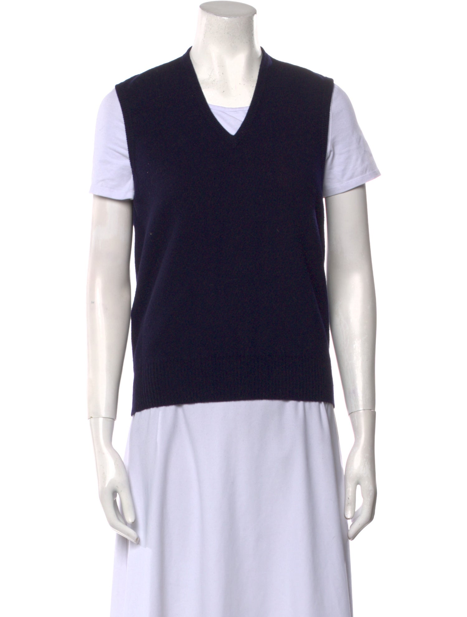Victoria Beckham Cashwool V-Neck Tank Top - Blue Tops, Clothing ...