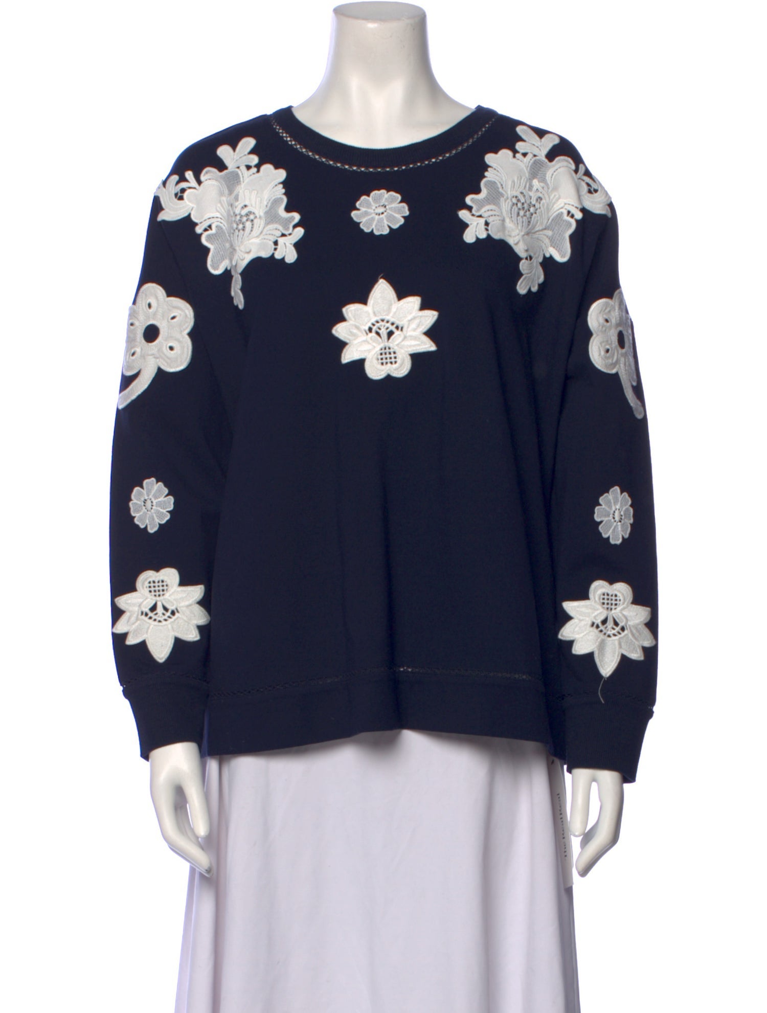 Victoria Beckham Patterned Crew Neck Sweater - Blue Knitwear, Clothing ...