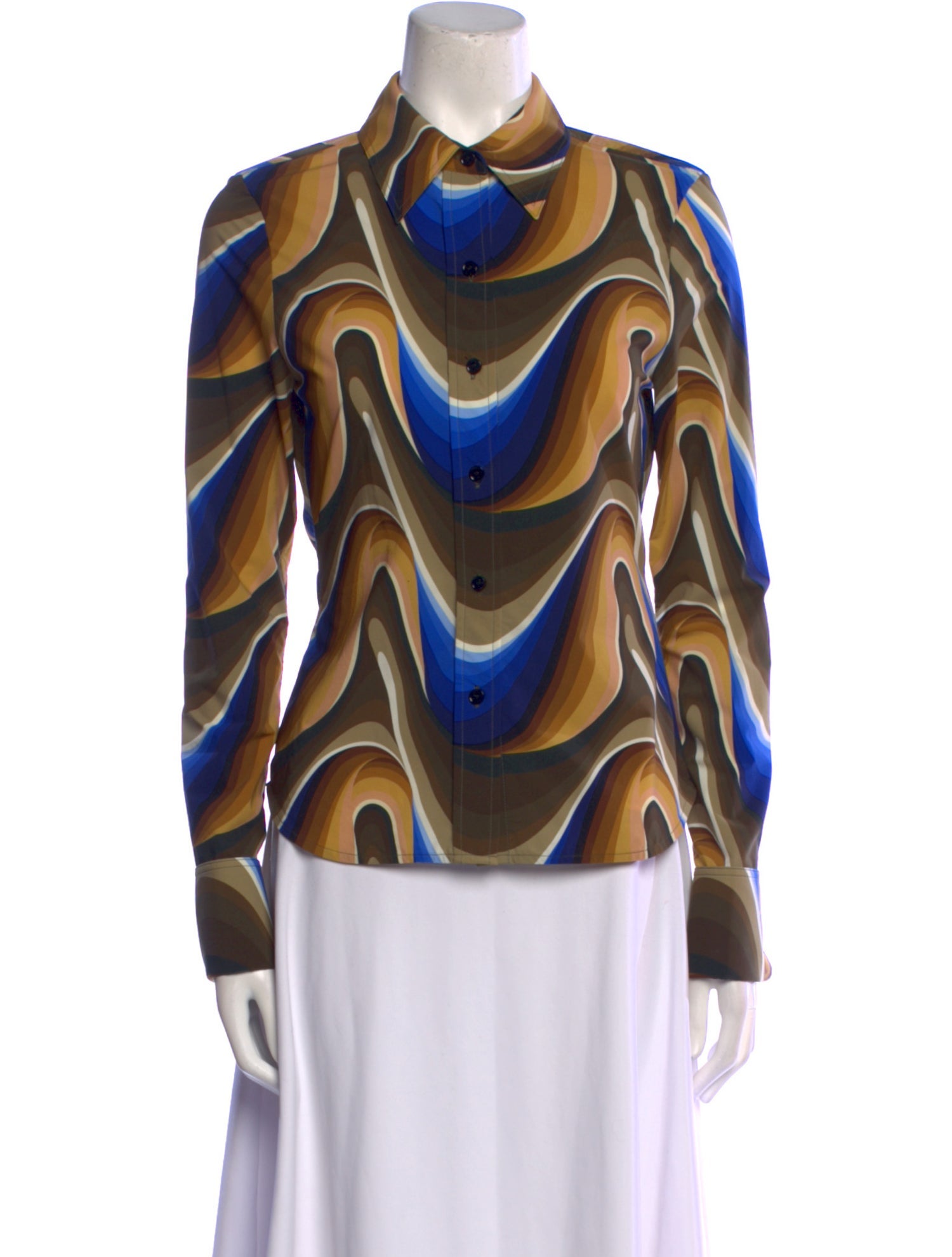 Victoria Beckham Silk Printed Top - Blue Tops, Clothing - VBK57795 ...