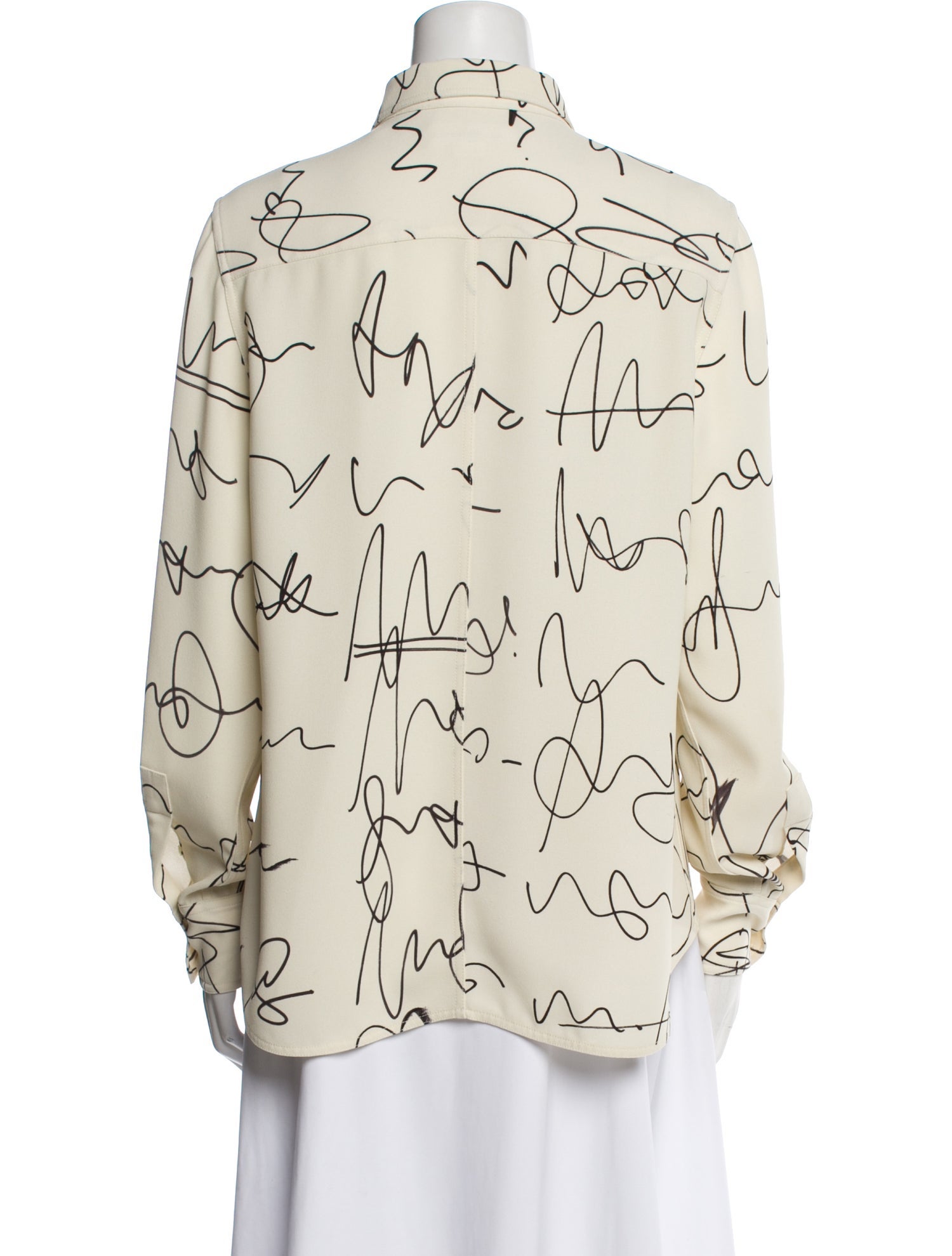 Victoria Beckham Printed Long Sleeve Button-Up Top - Neutrals Tops ...