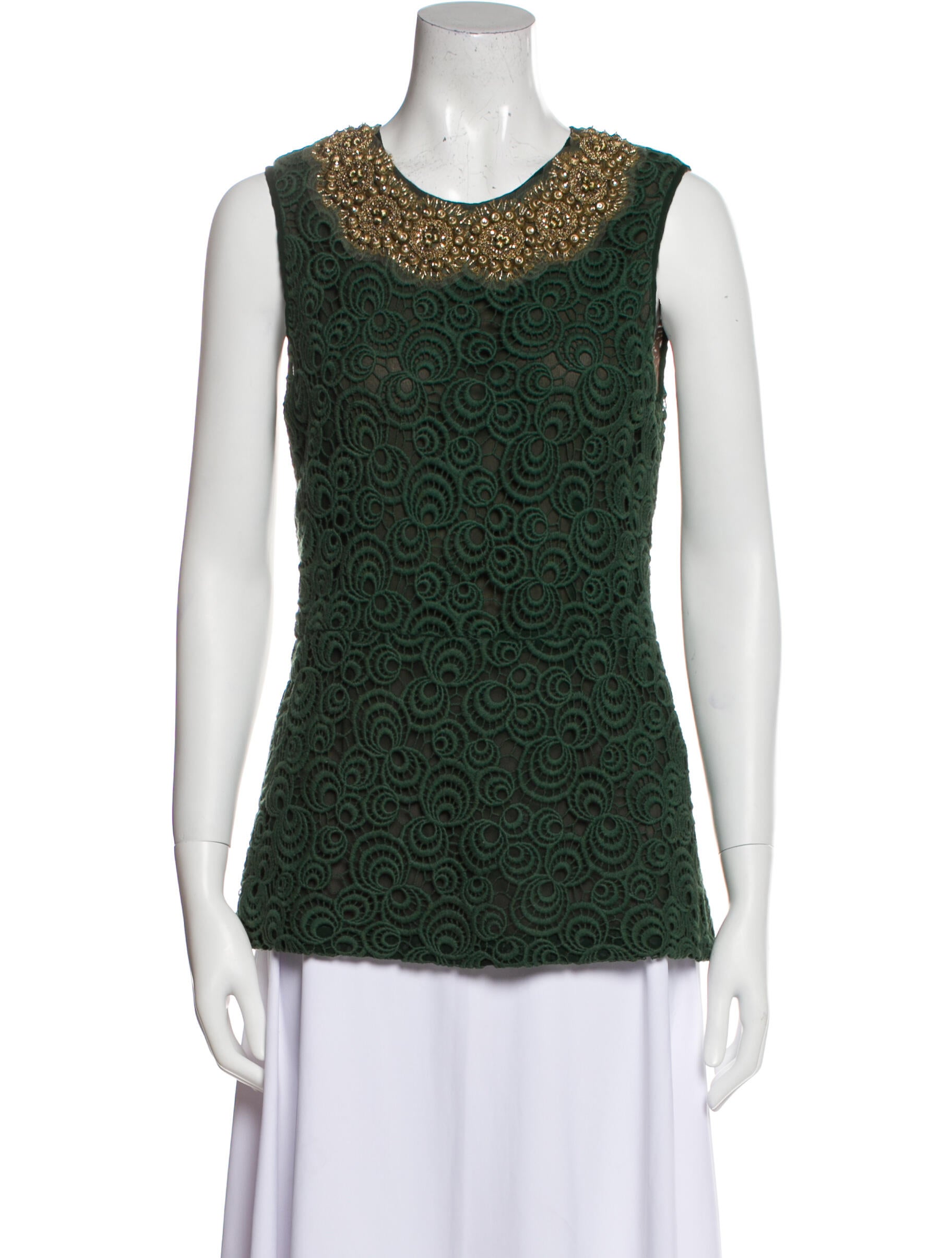 Vera Wang Printed Crew Neck Top Green Tops Clothing Ver45824 The Realreal