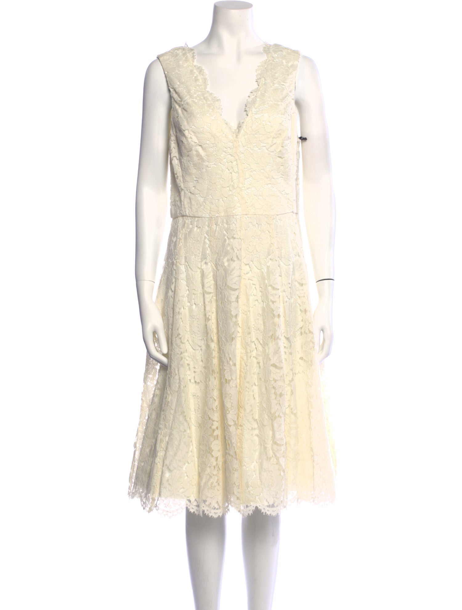 Vera Wang V-Neck Midi Length Dress - Neutrals Dresses, Clothing ...