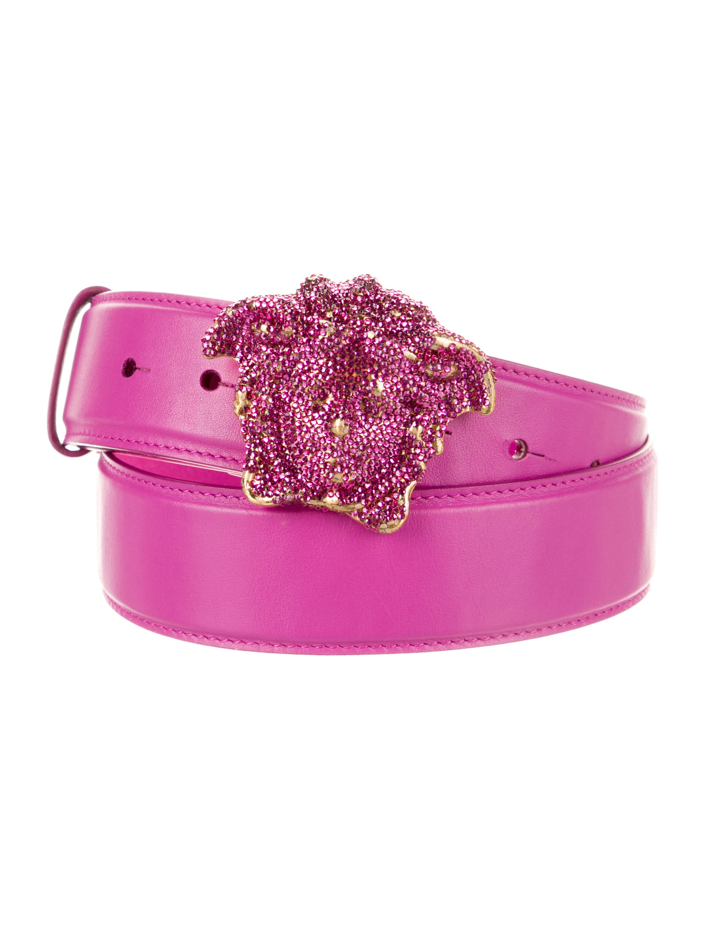 Versace Leather Crystal Embellishments Belt - Pink Belts, Accessories ...