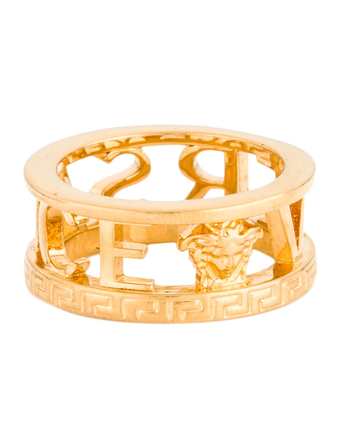 Versace Logo Band Ring - Gold-Tone Metal Band, Rings - VES105881 | The ...