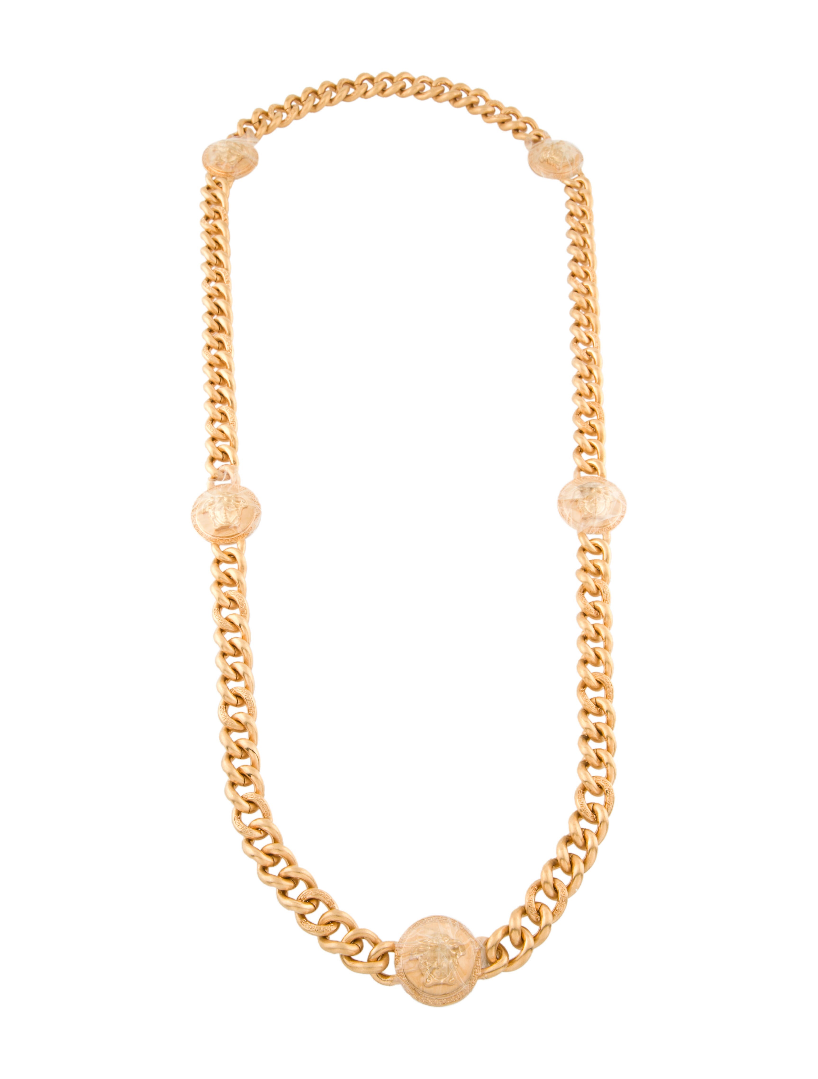 Versace Medusa Chain Station Necklace - Gold-Tone Metal Chain ...