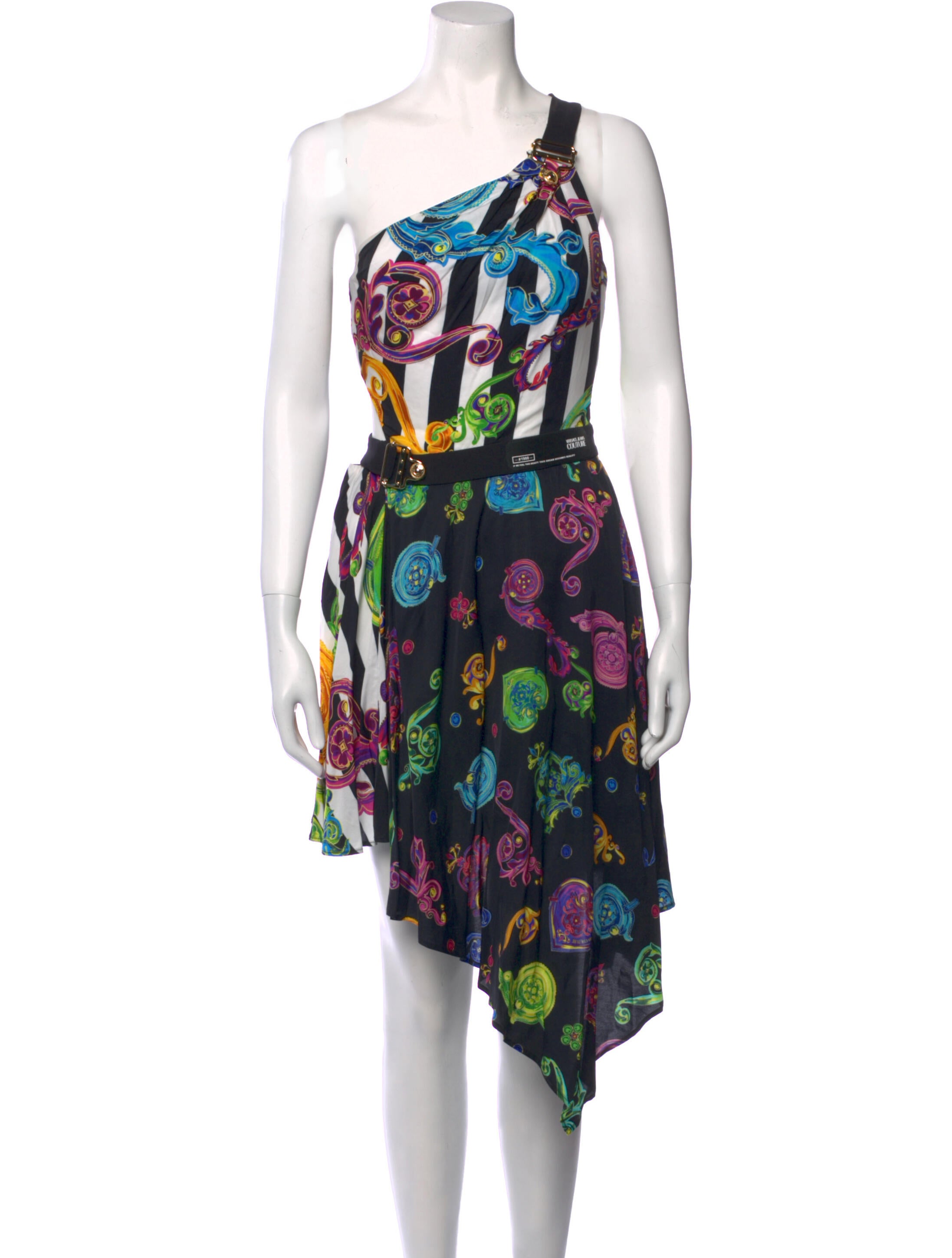 Versace Floral Print Mini Dress - Purple Dresses, Clothing - VES31092 ...