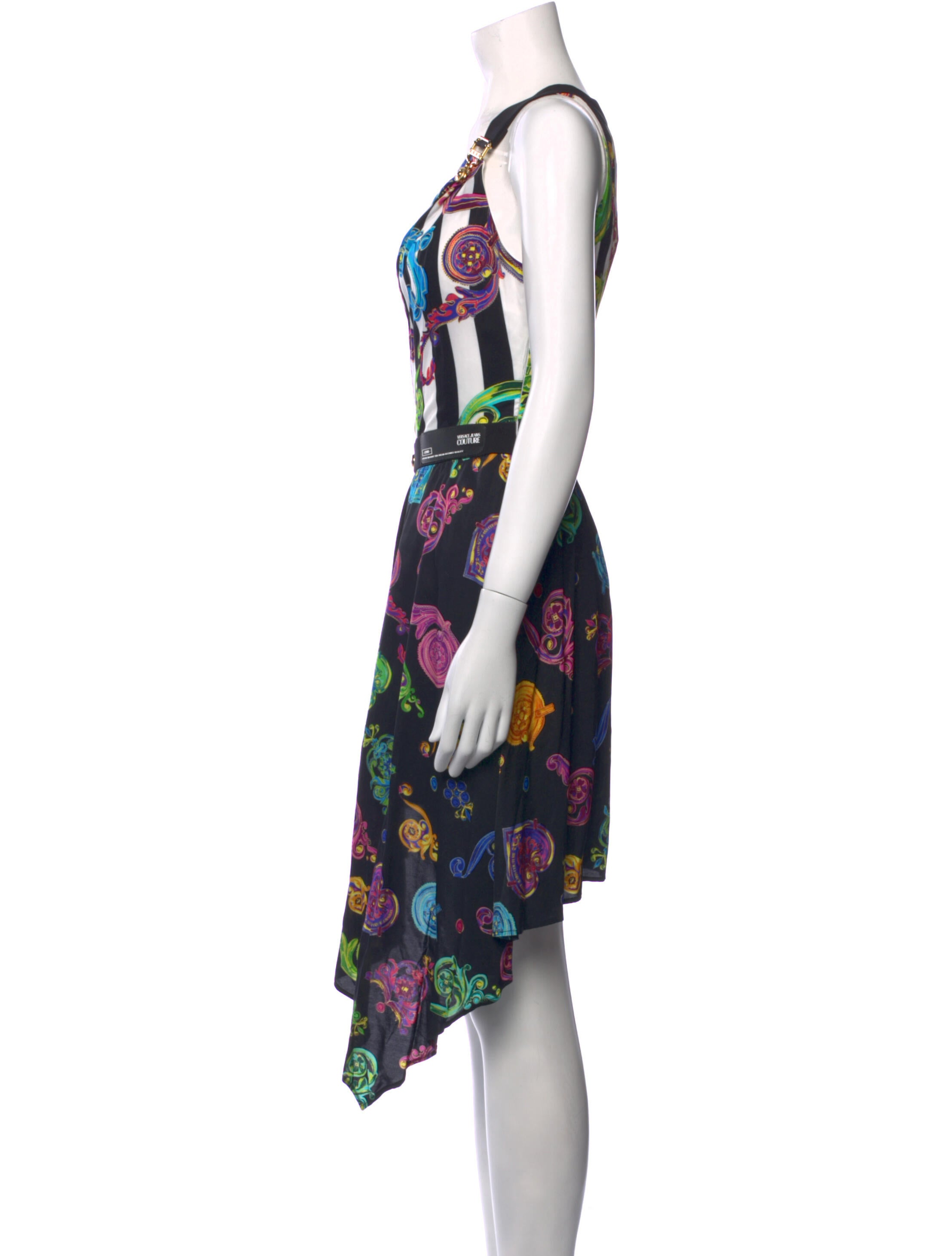 Versace Floral Print Mini Dress - Purple Dresses, Clothing - VES31092 ...