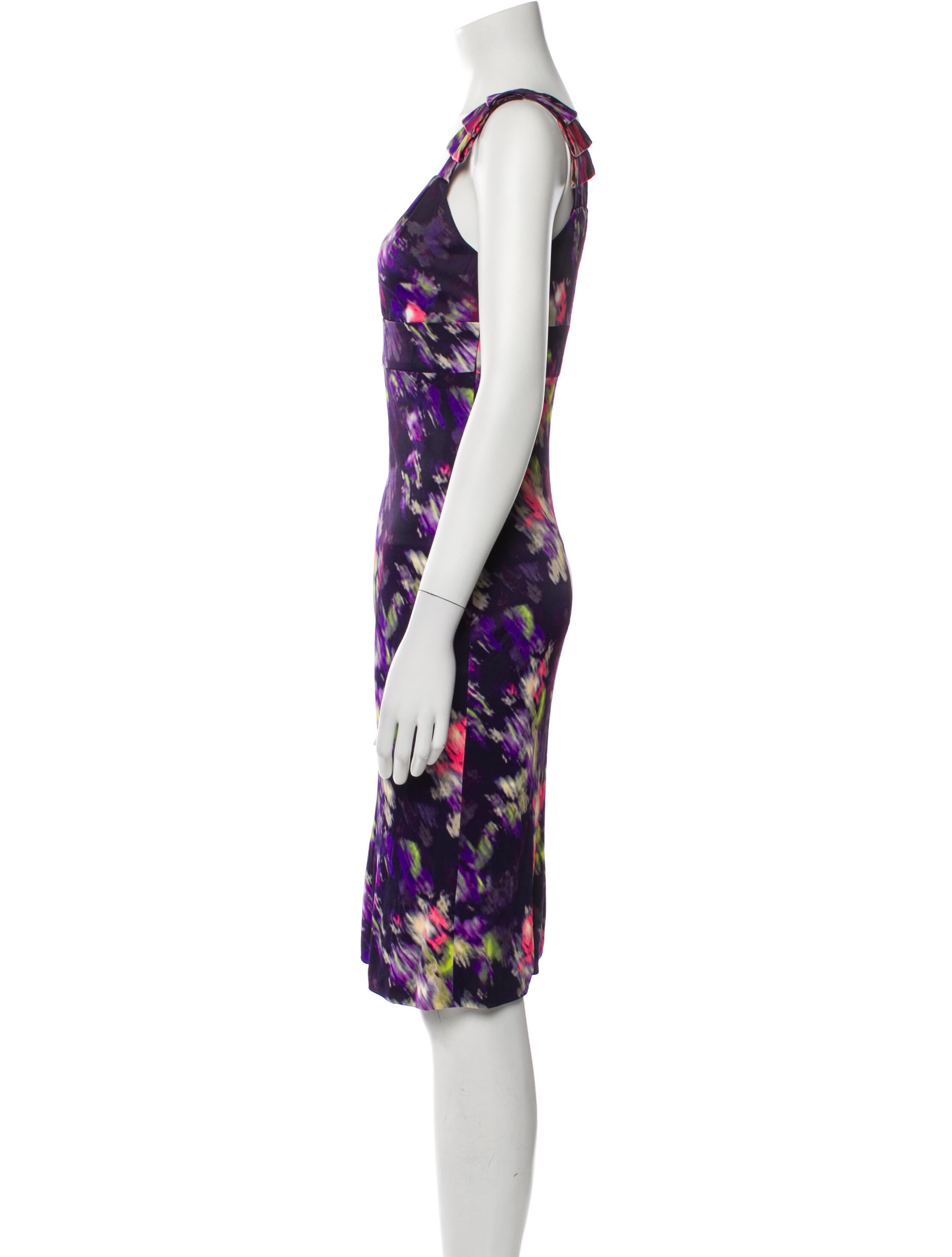 Versace Floral Print Mini Dress - Purple Dresses, Clothing - VES31092 ...