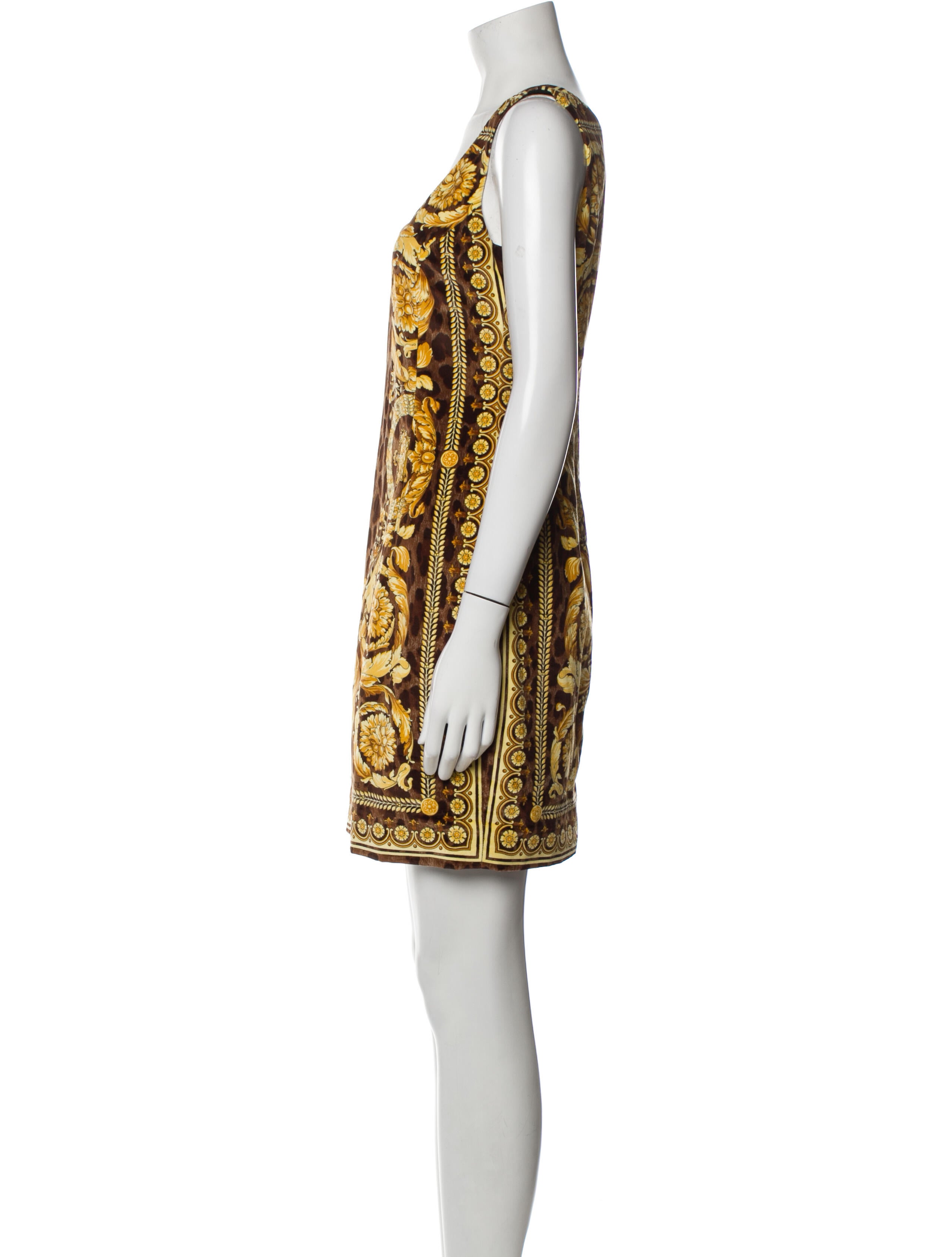 Versace Floral Print Mini Dress - Purple Dresses, Clothing - VES31092 ...