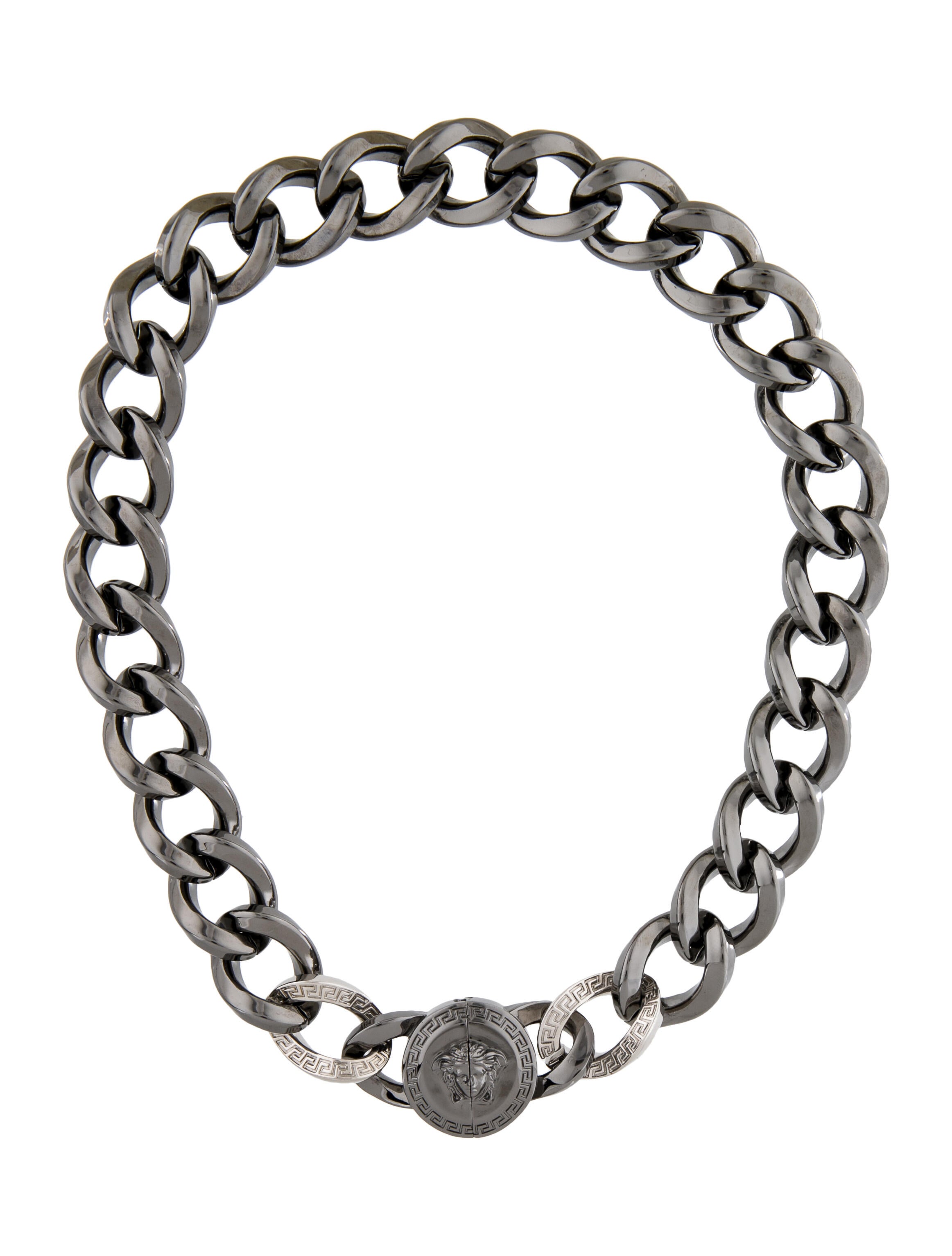 Versace Medusa Chain Necklace - Gunmetal Chain, Necklaces | The RealReal