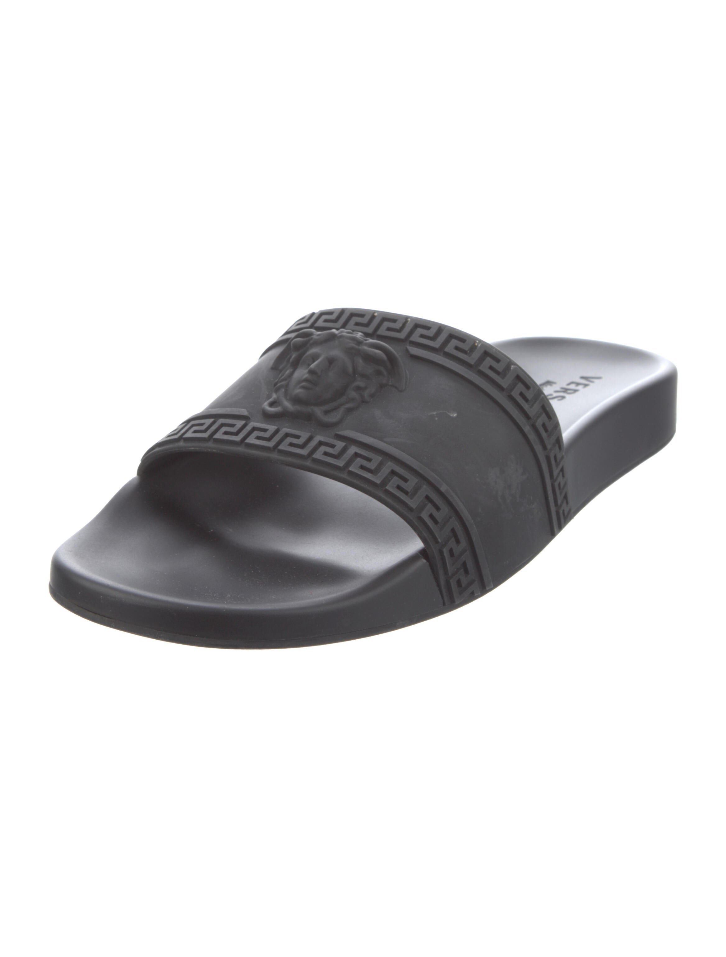 Versace Rubber Slides - Black Sandals, Shoes - VES113745 | The RealReal