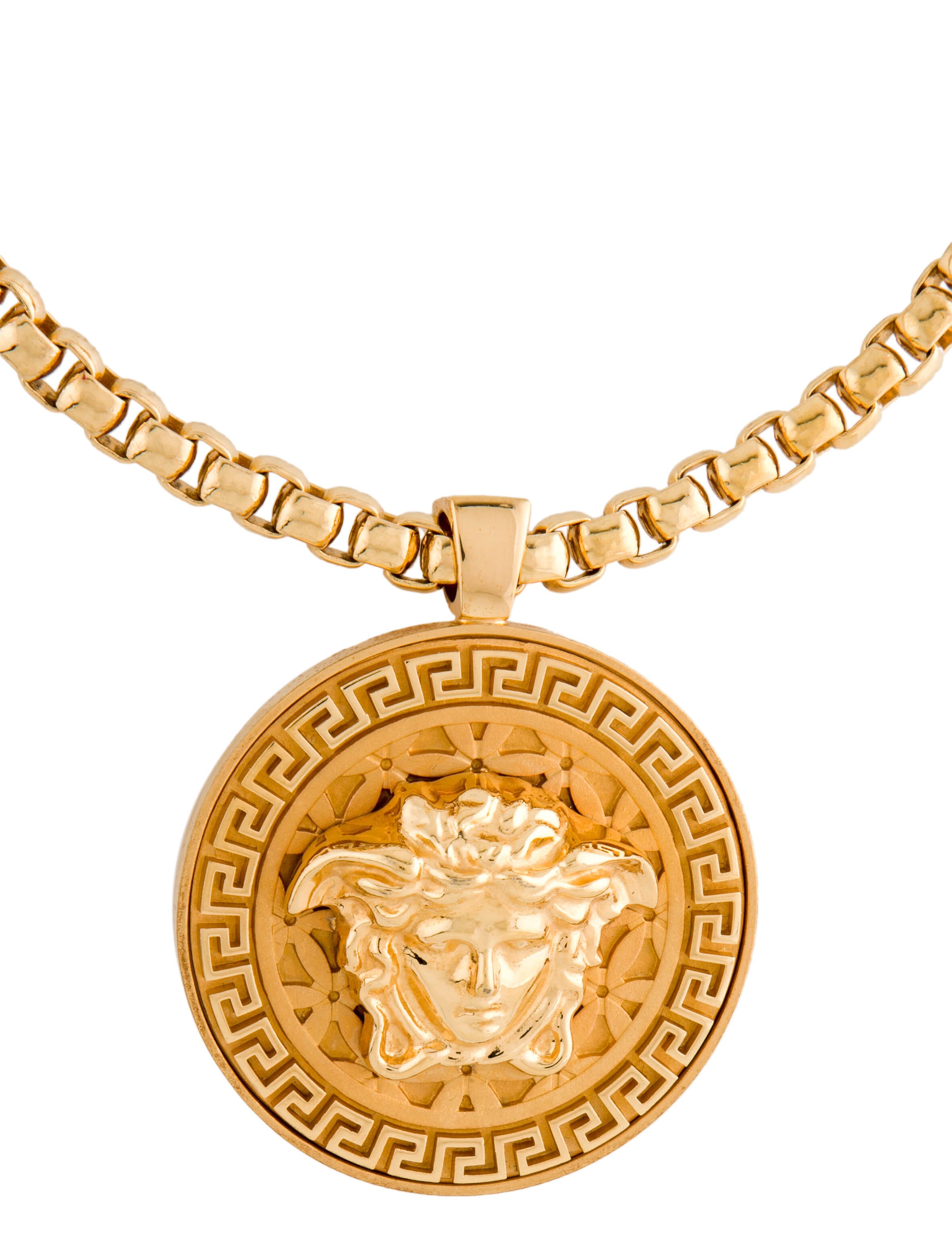 Versace Crystal Medusa Necklace - Gold-Tone Metal Pendant Necklace ...
