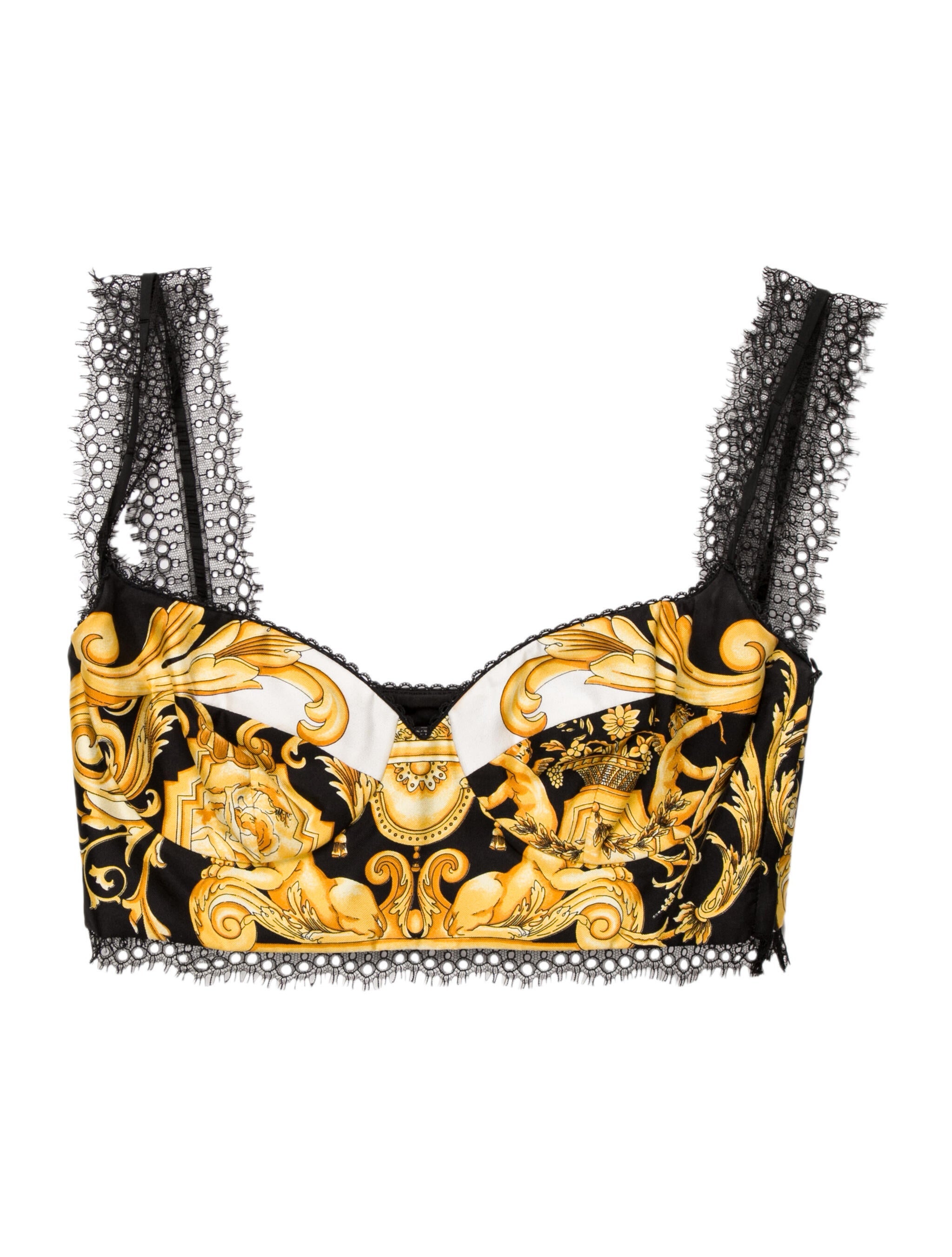 Versace Silk Paisley Print Crop Top - Gold Tops, Clothing - VES115137 ...