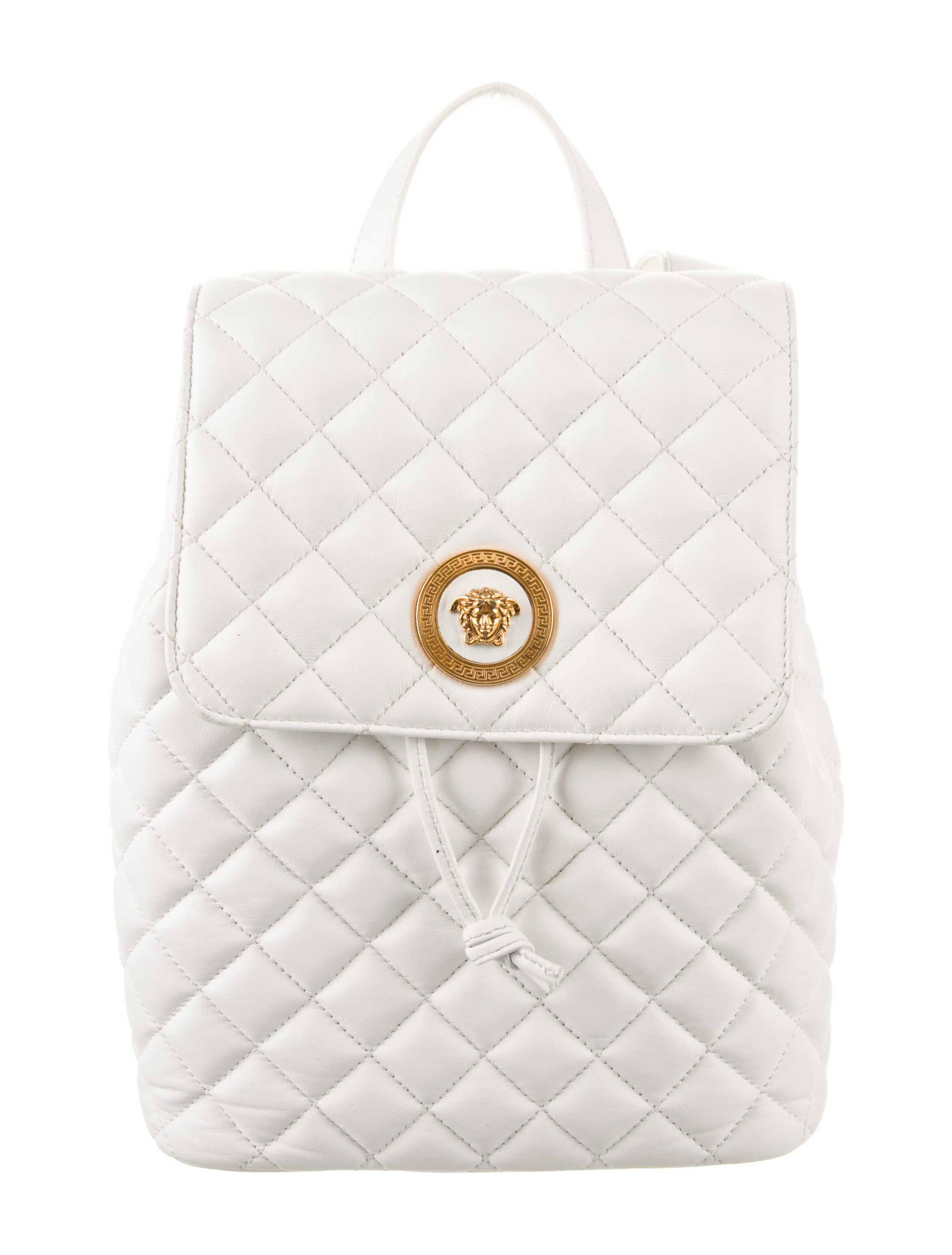 Versace Quilted Leather Backpack - White Backpacks, Handbags ...