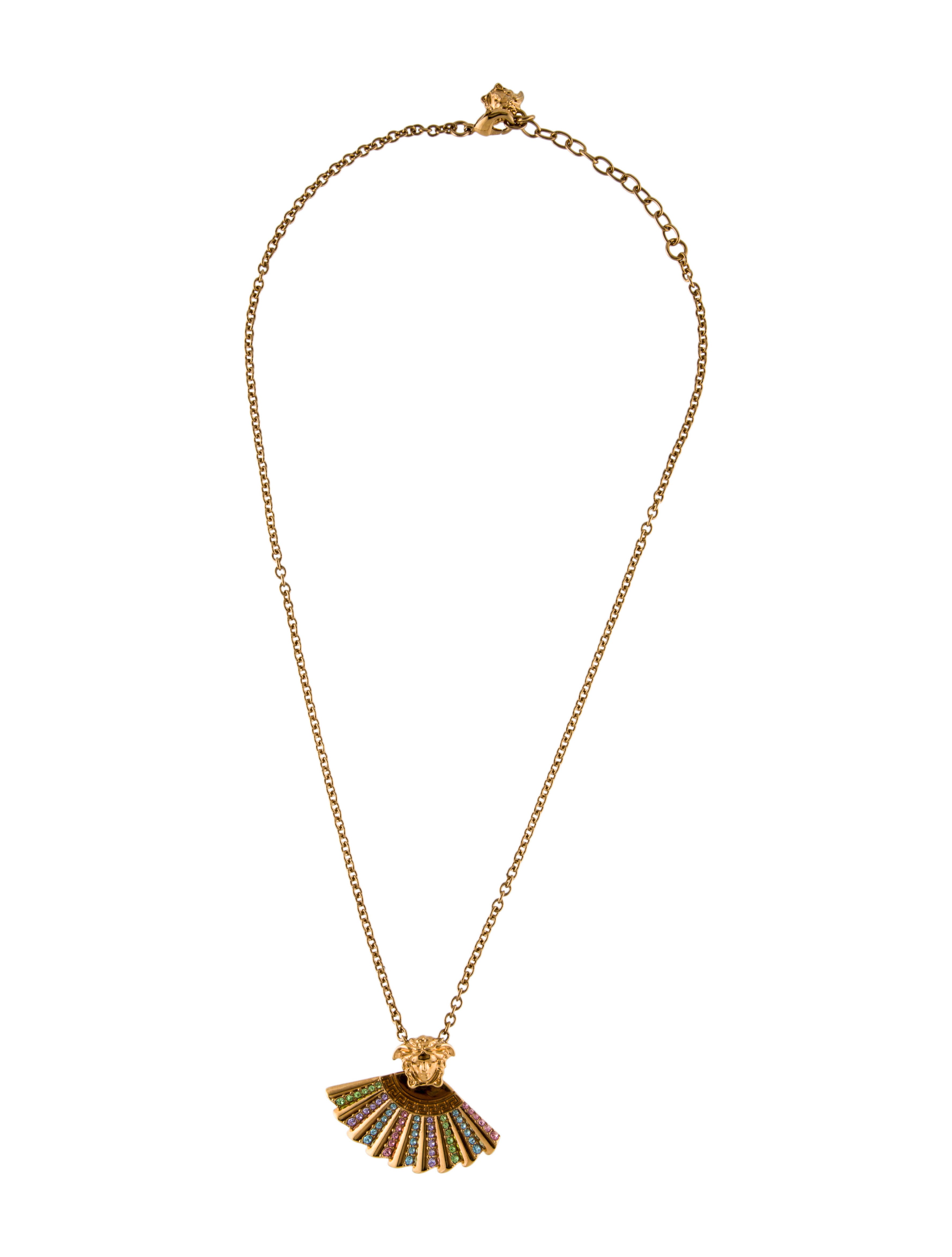 Versace Medusa Fan Pendant Necklace - Brass Pendant Necklace, Necklaces ...