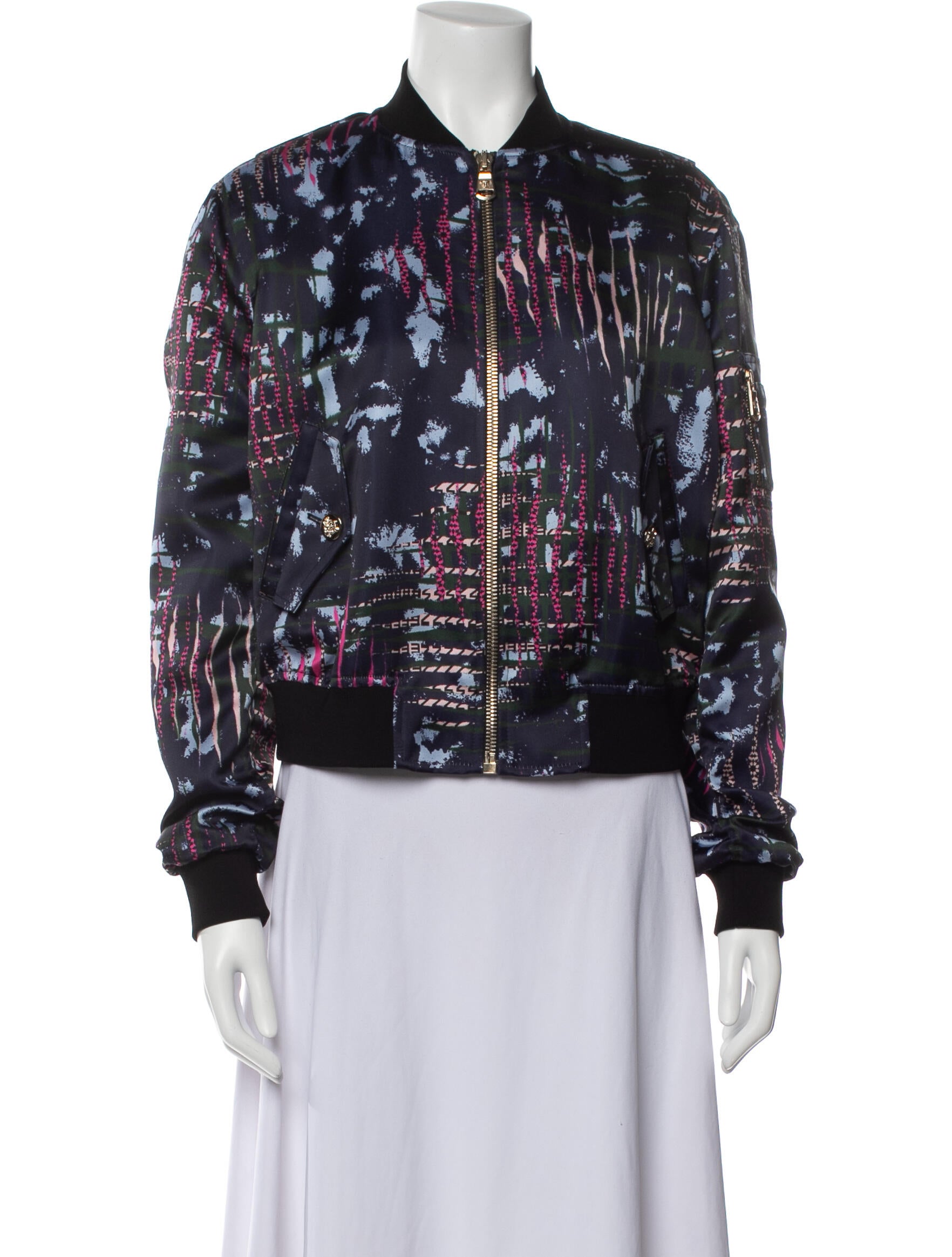 Versace Floral Print Bomber Jacket - Blue Jackets, Clothing - VES120313 ...