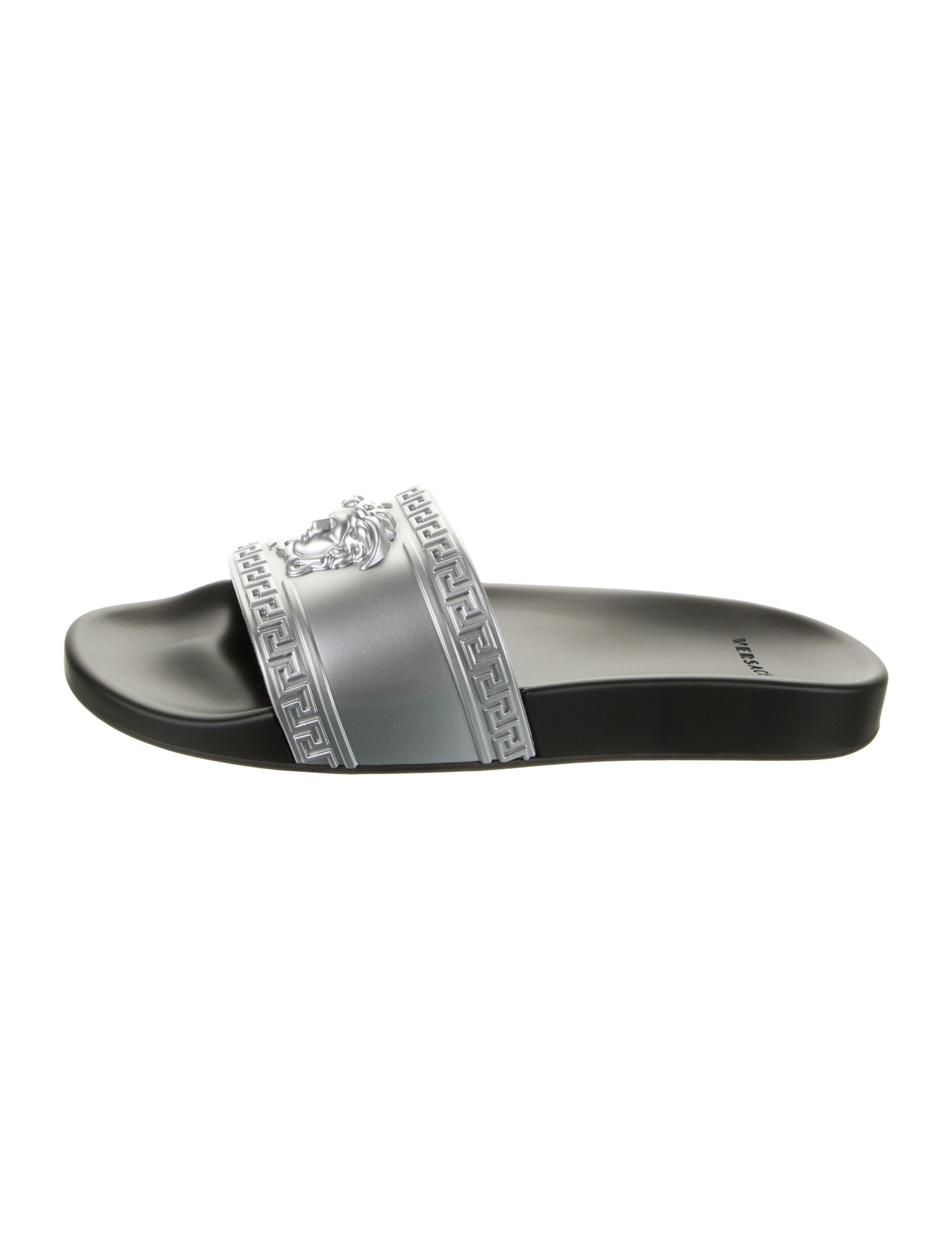 Versace X Medusa Pool Slides Rubber Slides w/ Tags - Silver Sandals ...