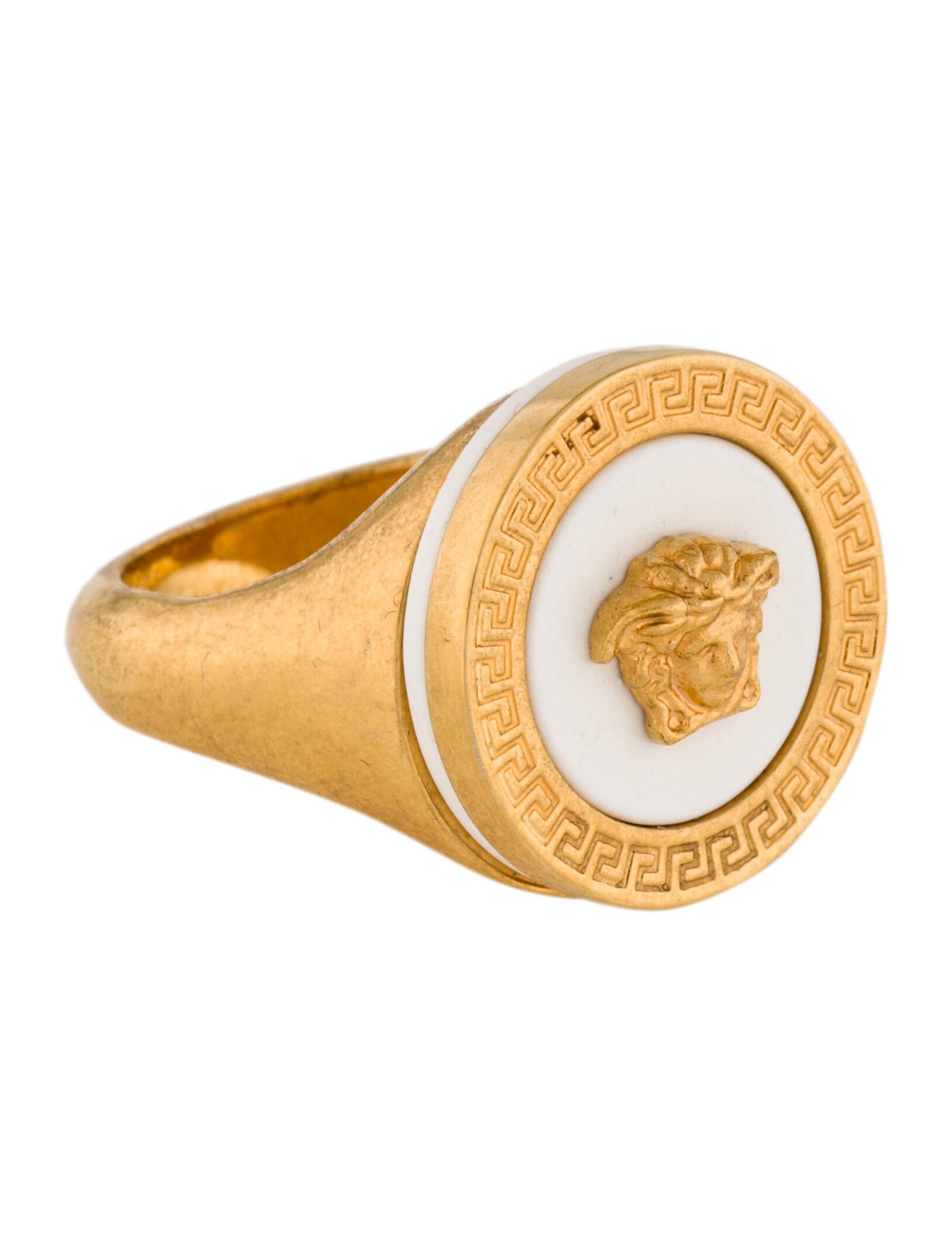 Versace Enamel Medusa Ring - White, Brass Signet Ring, Rings ...