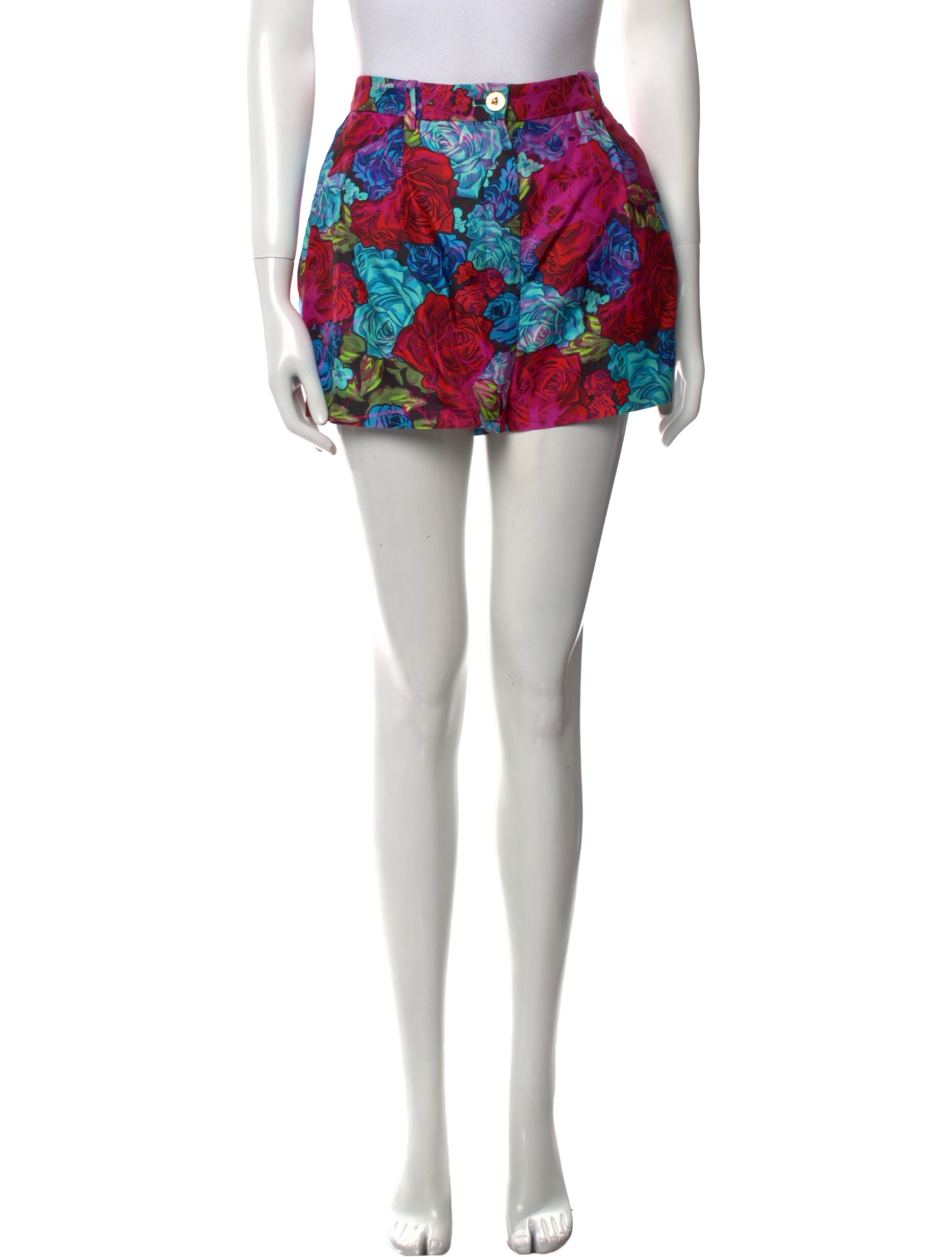 Valentino Printed Mini Shorts w/ Tags - Red, 12.5" Rise Shorts ...