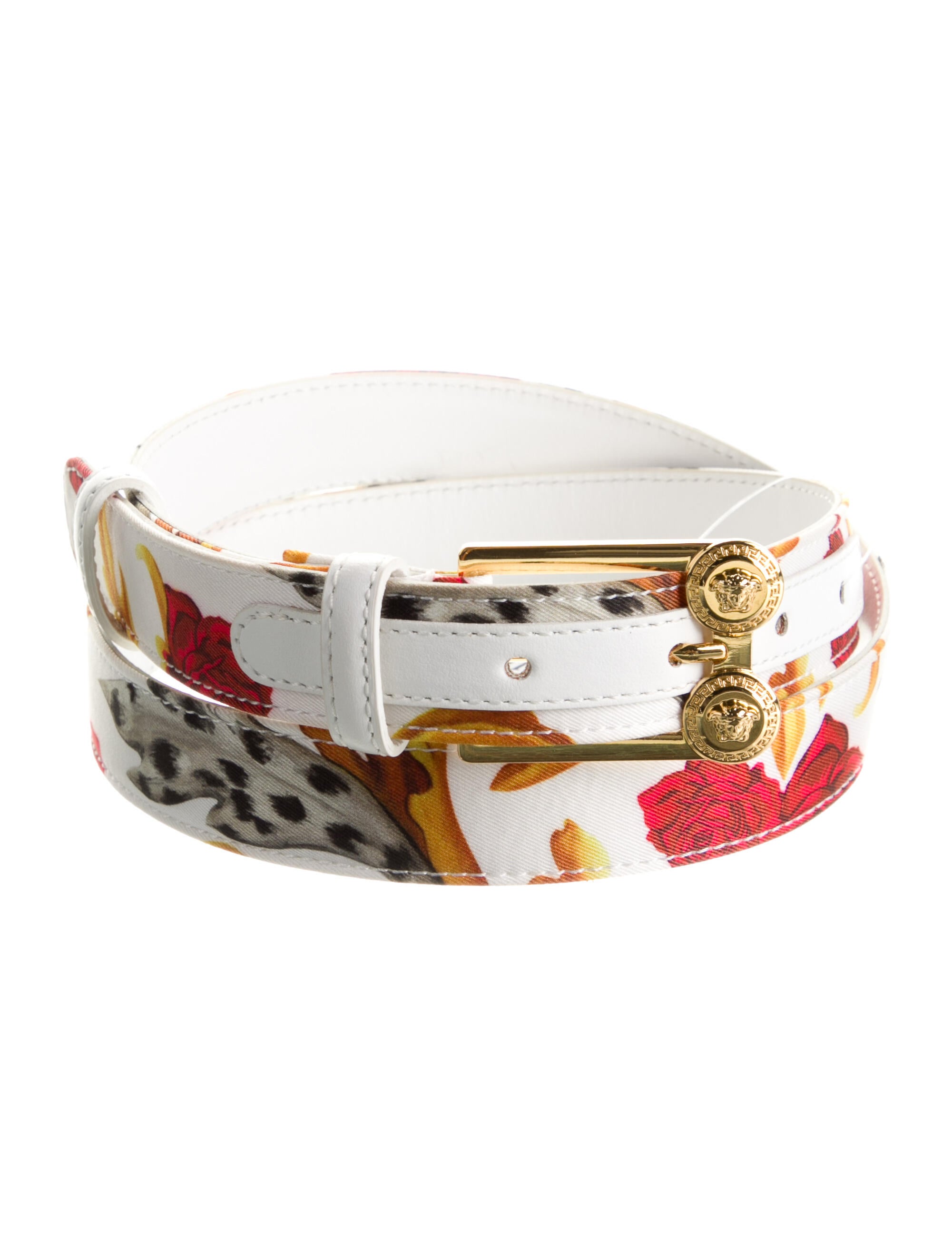 Versace Medusa Insignia Skinny Waist Belt - White Belts, Accessories ...