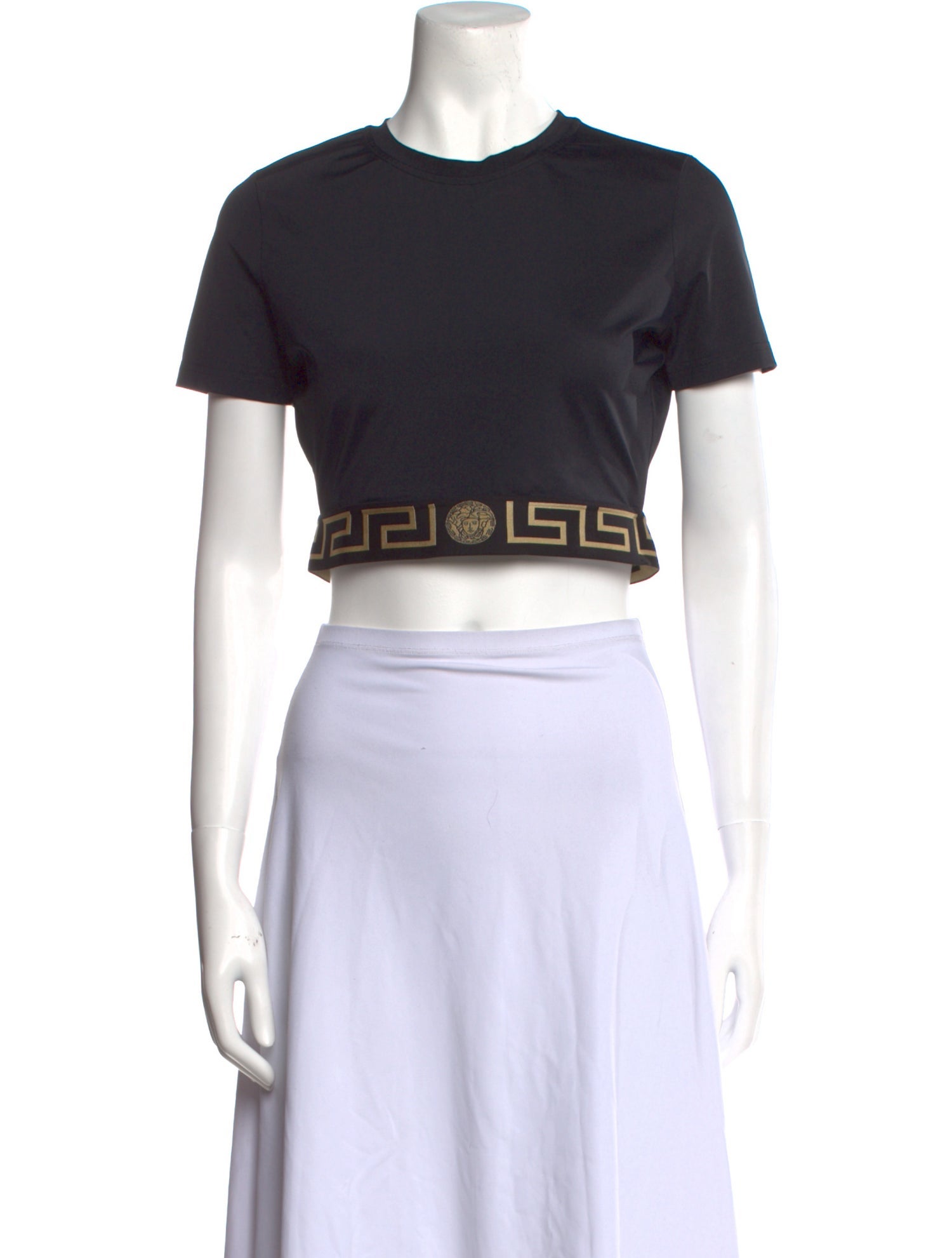 Versace Crew Neck Short Sleeve Crop Top - Black Tops, Clothing ...