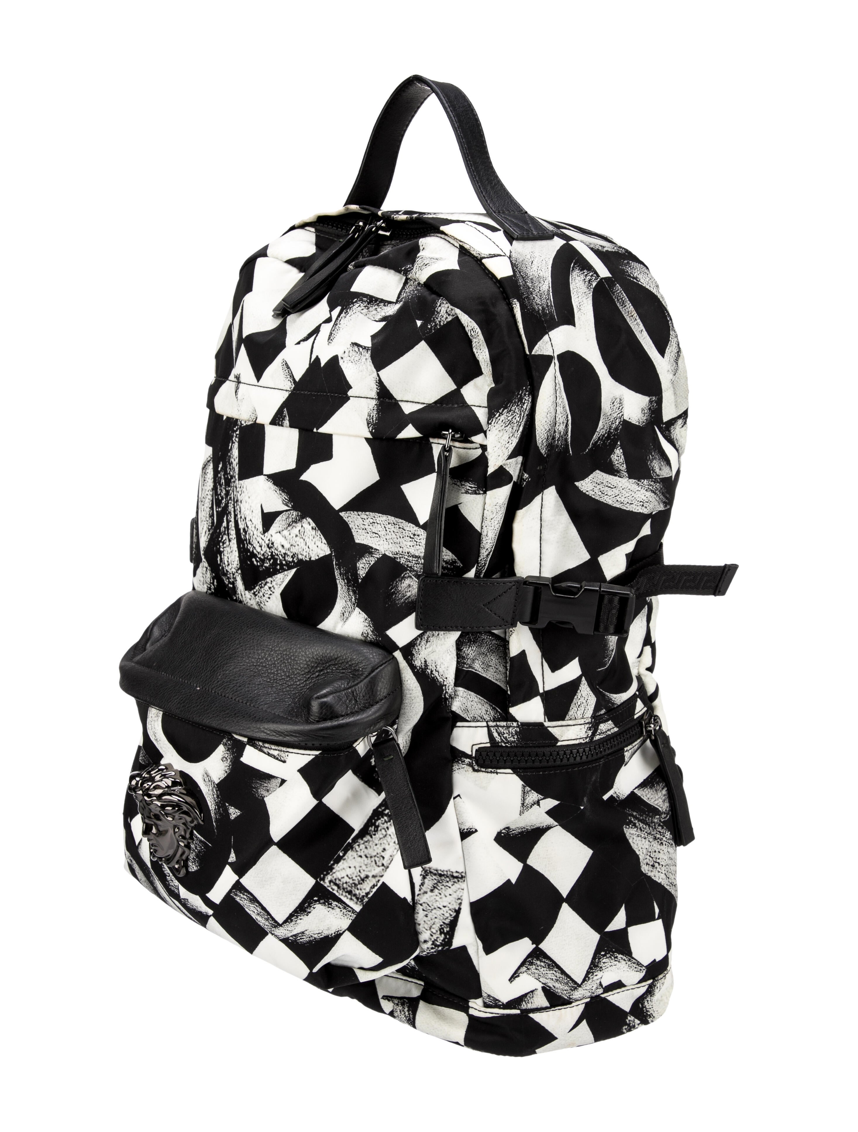 Versace Nylon Leather Trimmed Backpack - Black Backpacks, Bags ...