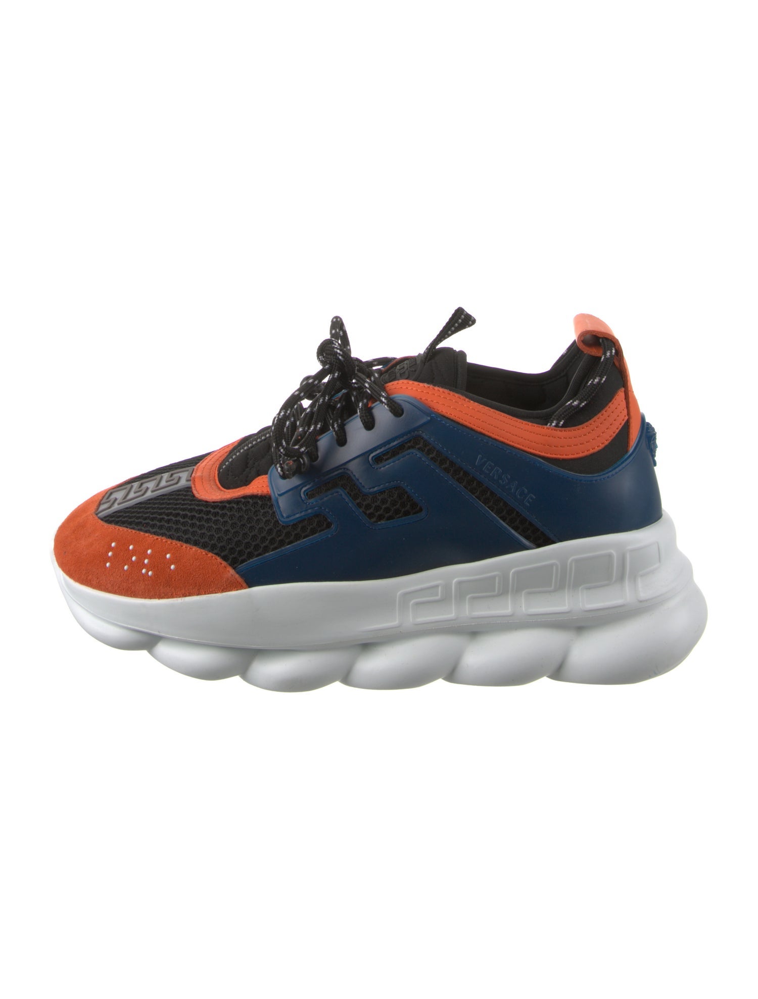 Versace Suede Printed Chunky Sneakers - Orange Sneakers, Shoes ...