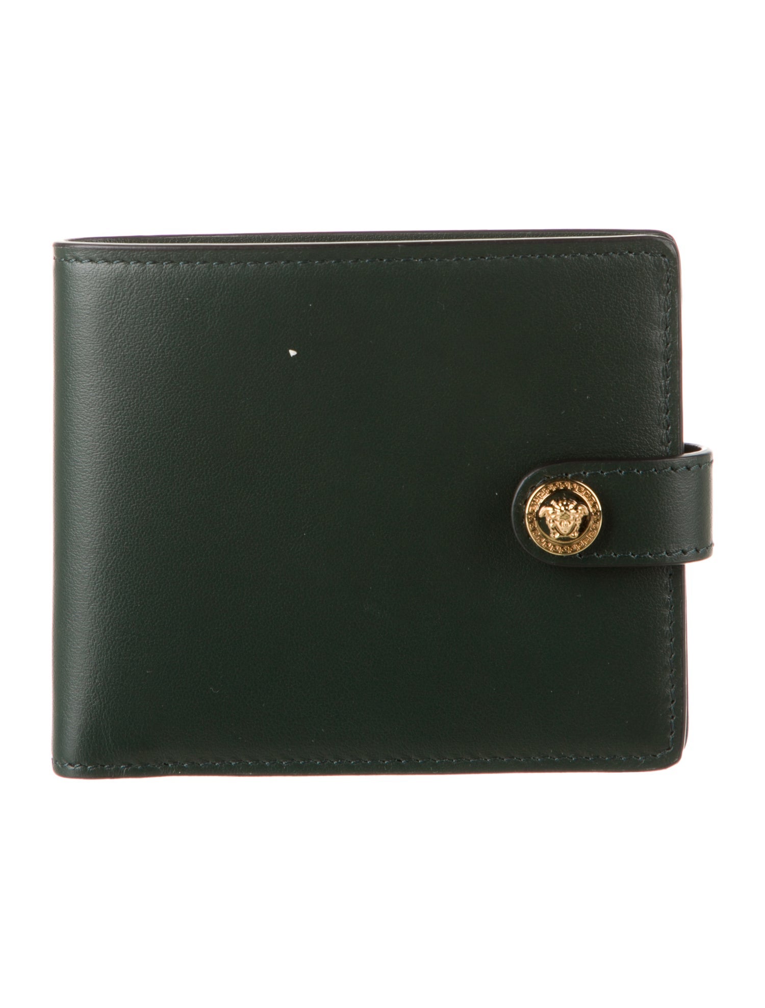 Versace Medusa Insignia Leather Bifold Wallet - Green Wallets ...