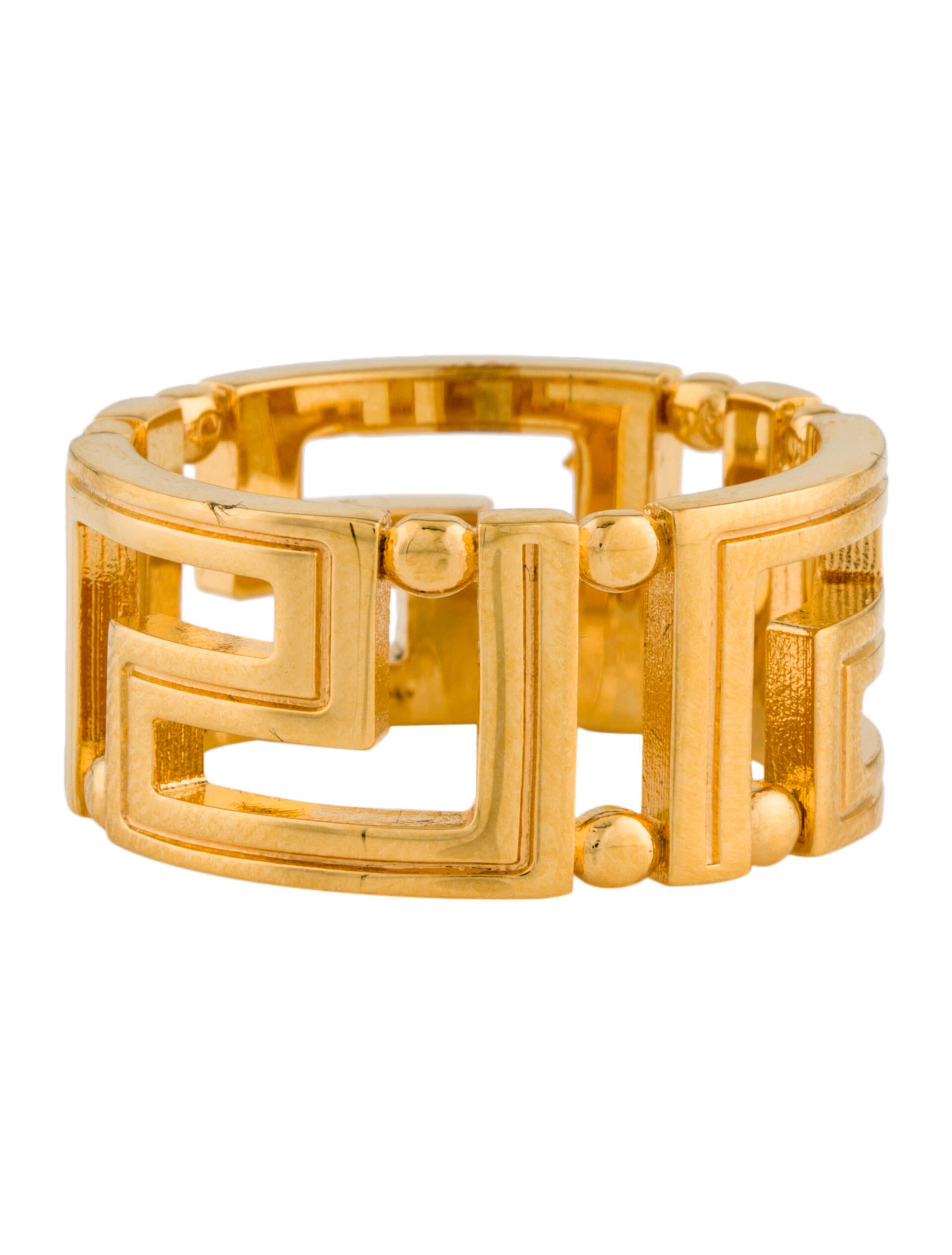 Versace Greca Ring - Gold-Tone Metal Band, Rings - VES133798 | The RealReal