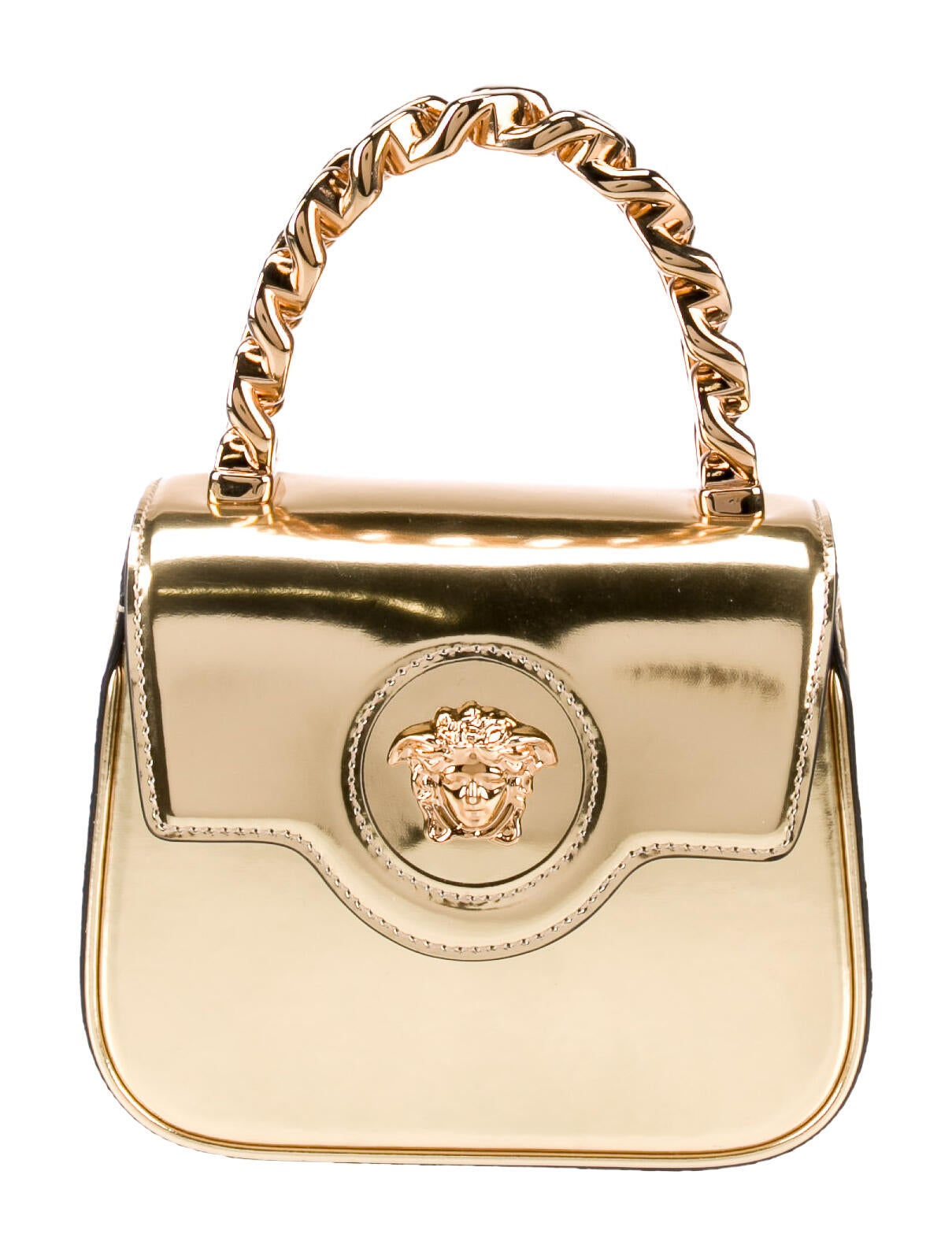 Versace Mini Chain-Link Top Handle Bag - Gold Handle Bags, Handbags ...