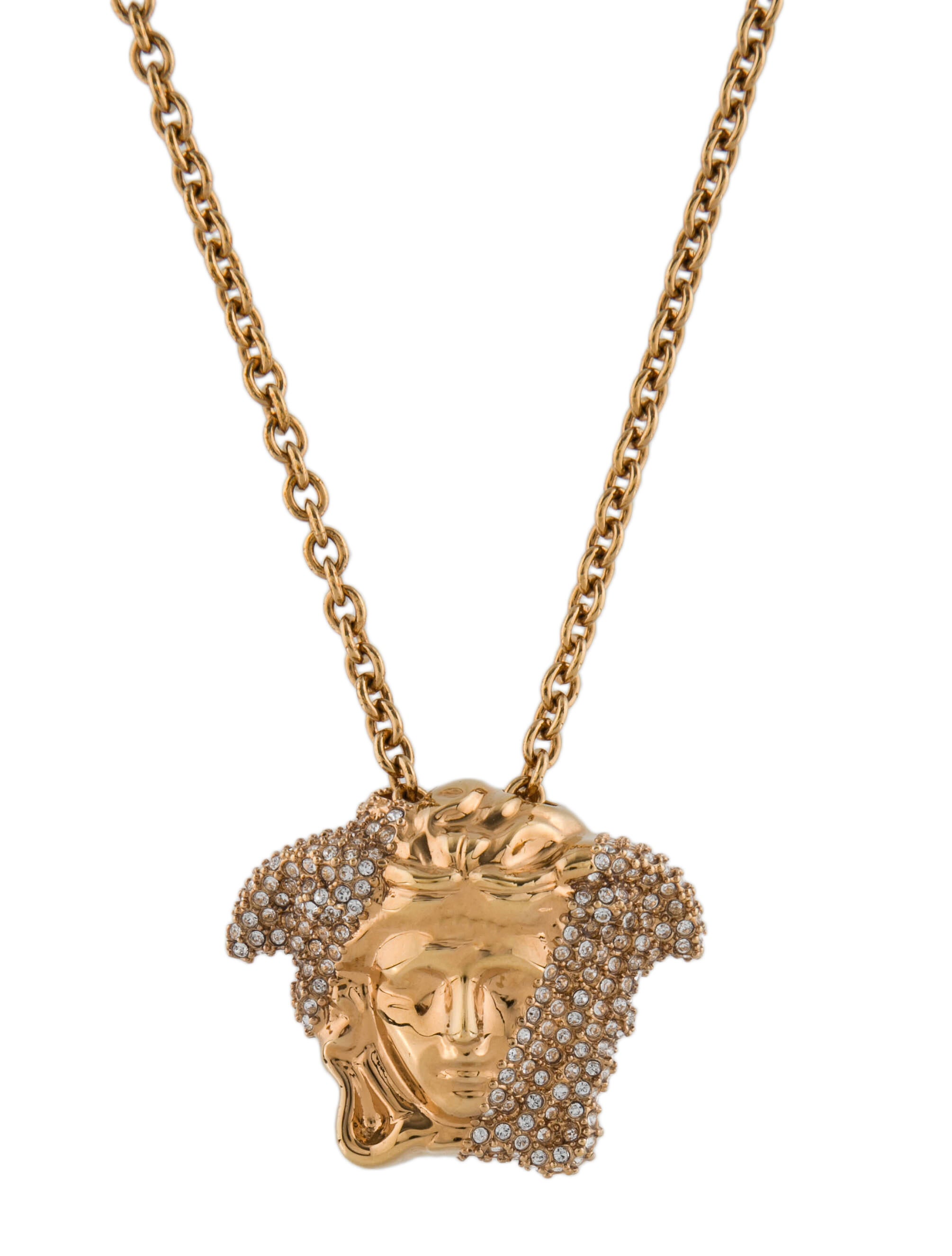 Versace Crystal Palazzo Dia Pendant Necklace - Clear, Gold-Tone Metal ...