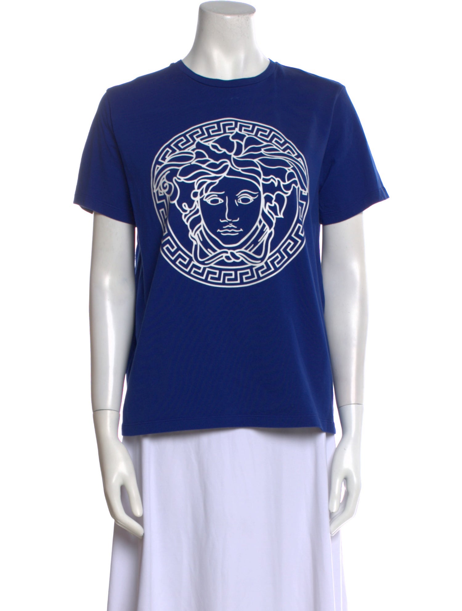 Versace Graphic Print Crew Neck T-Shirt - Blue Tops, Clothing ...