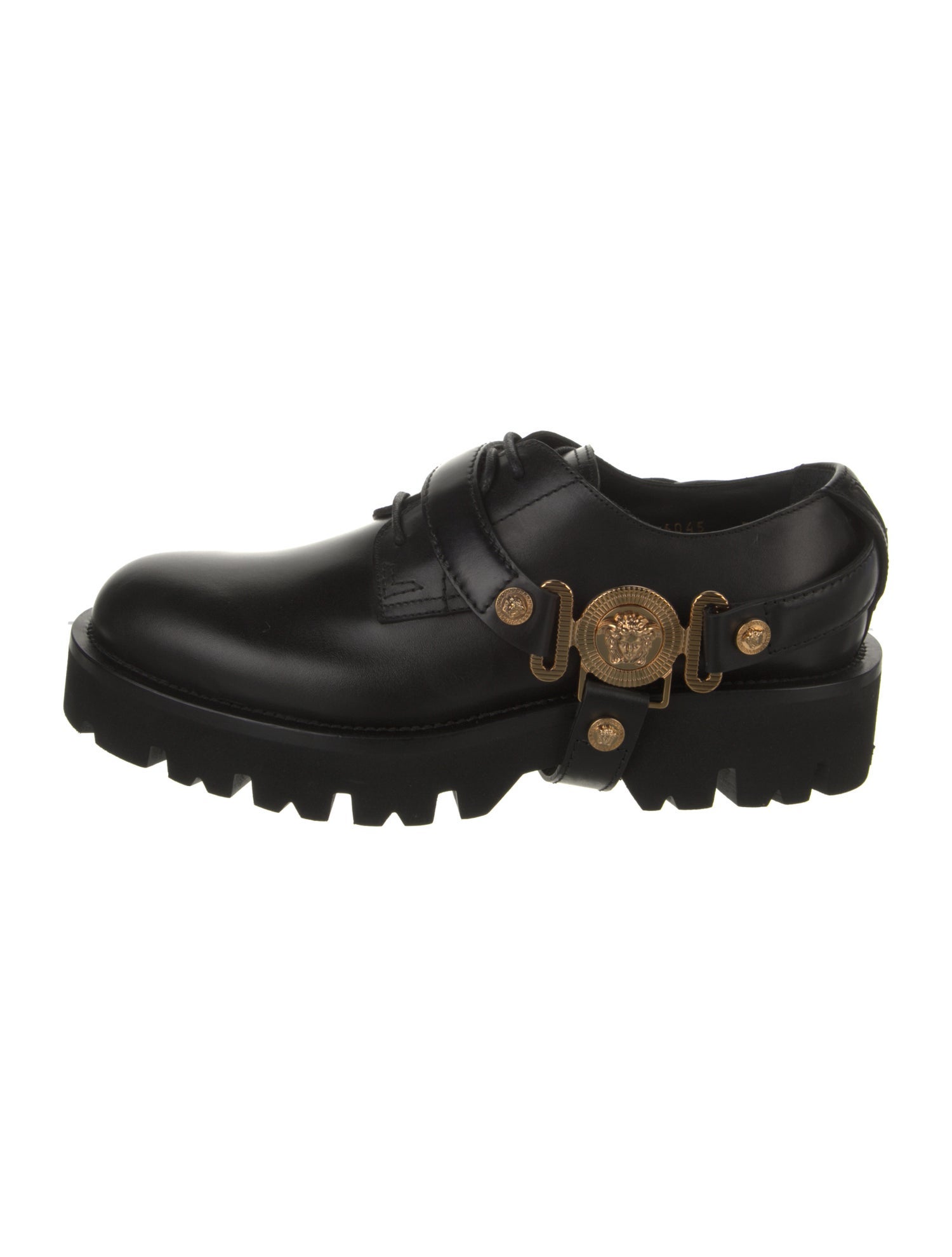Versace Medusa Insignia Leather Derby Shoes - Black Oxfords, Shoes ...