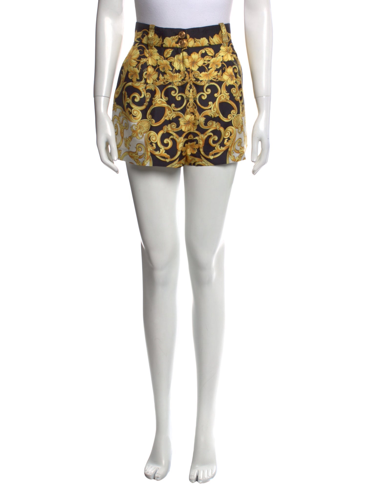 Versace Silk Mini Shorts - Black, 13.5" Rise Shorts, Clothing ...