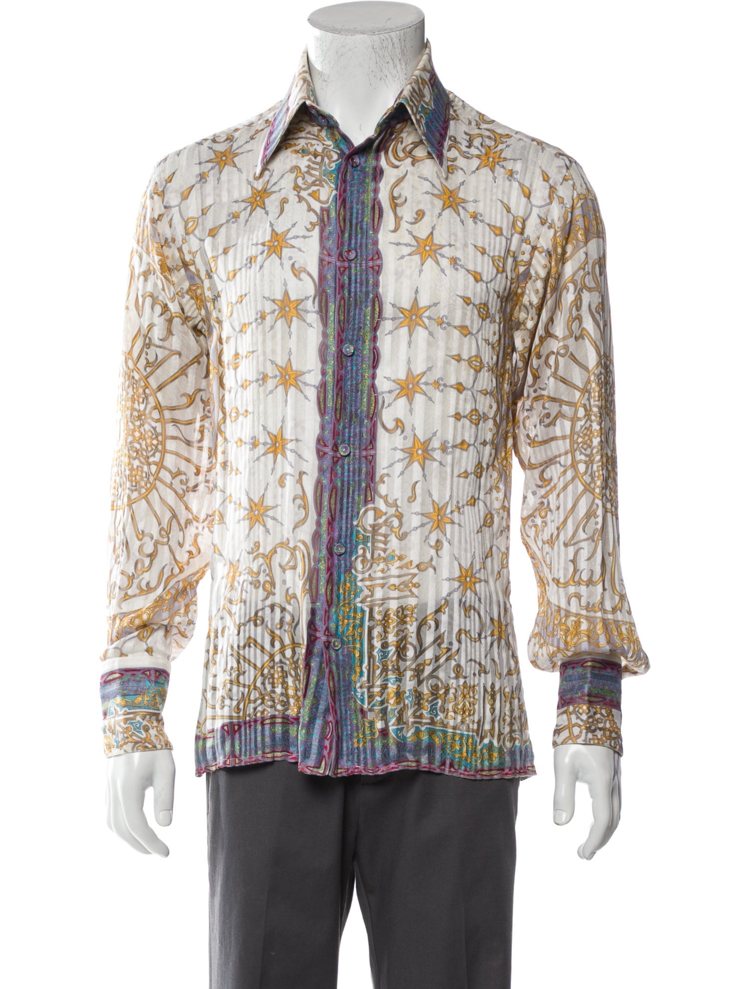 Versace Vintage Late 1990's - Early 2000's Shirt - Neutrals Casual ...