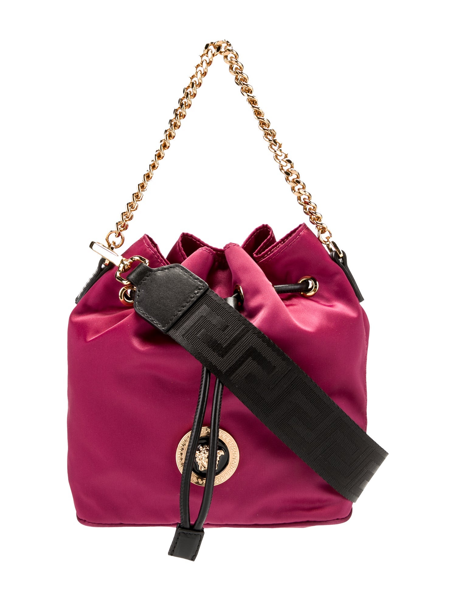 Versace Logo Nylon Handle Bag w/ Strap - Purple Handle Bags, Handbags ...