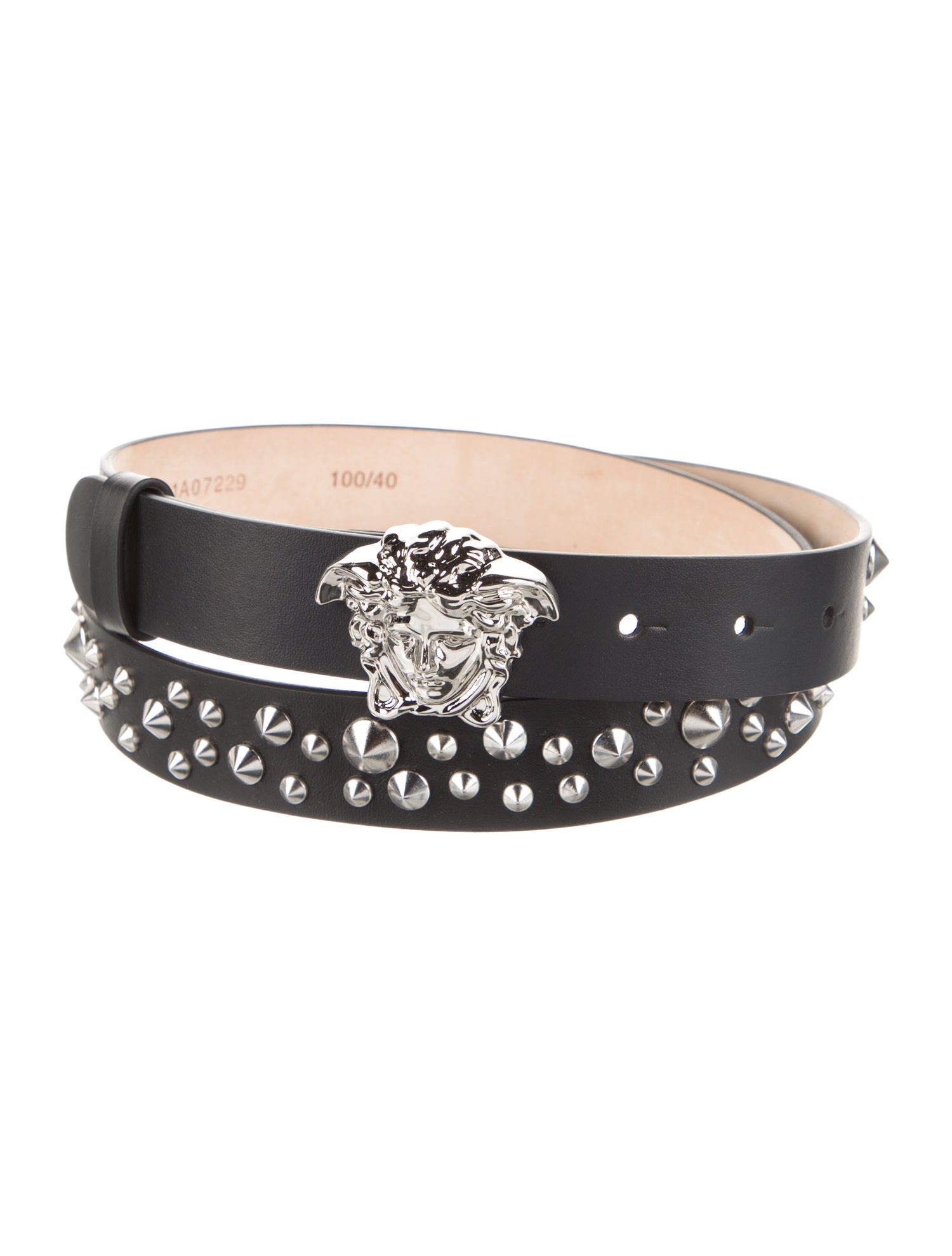 Versace Leather Studded Accents Waist Belt - Black Belts, Accessories ...