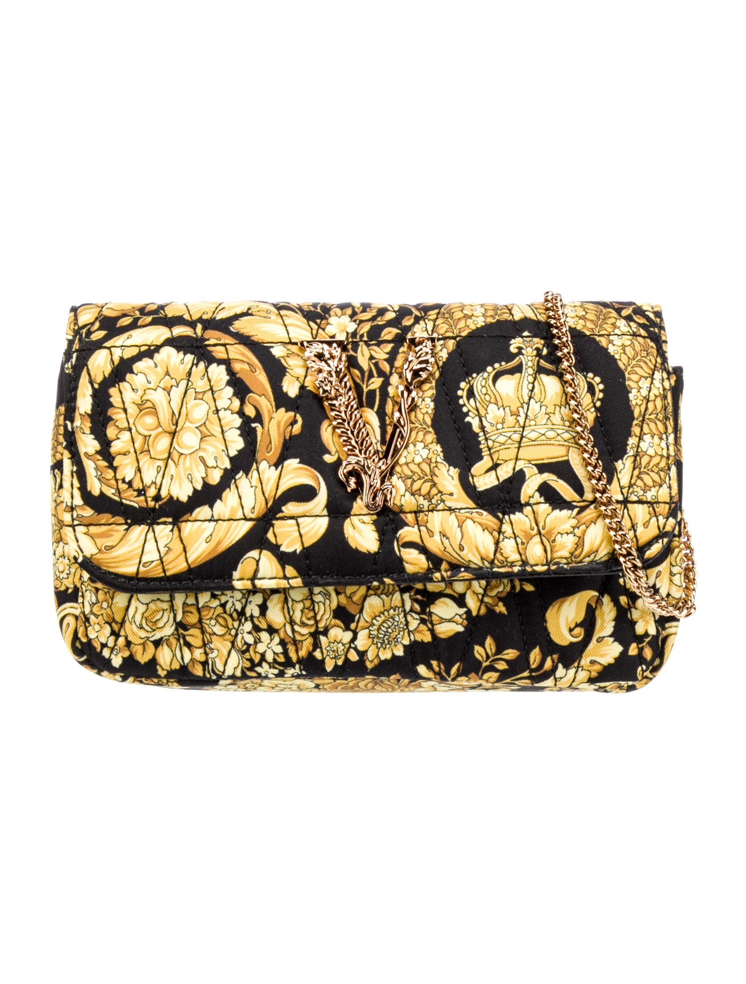 Versace Canvas Floral Virtus Crossbody - Black Crossbody Bags, Handbags ...