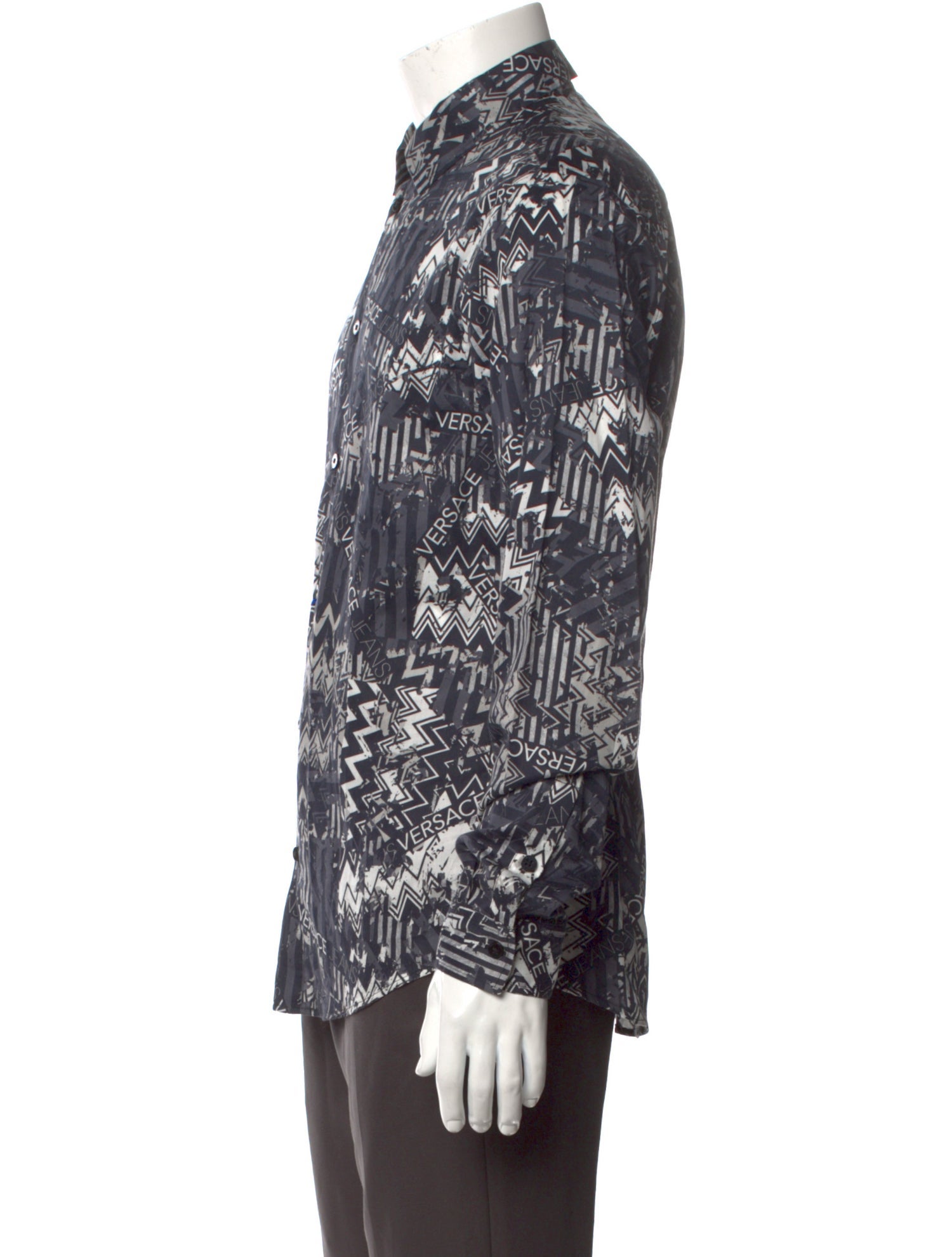 Versace Printed Long Sleeve Shirt w/ Tags - Grey Casual Shirts ...