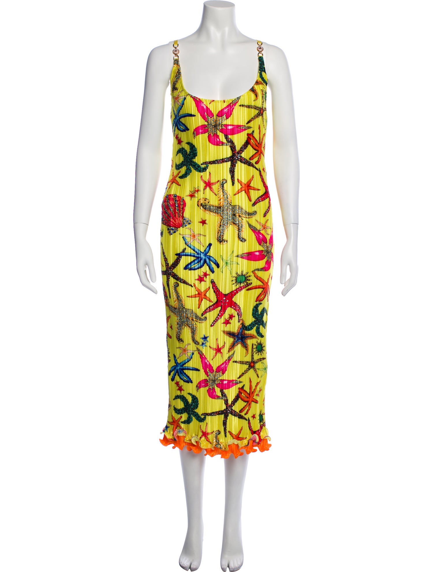 Versace Printed Long Dress - Yellow Dresses, Clothing - VES141044 | The ...